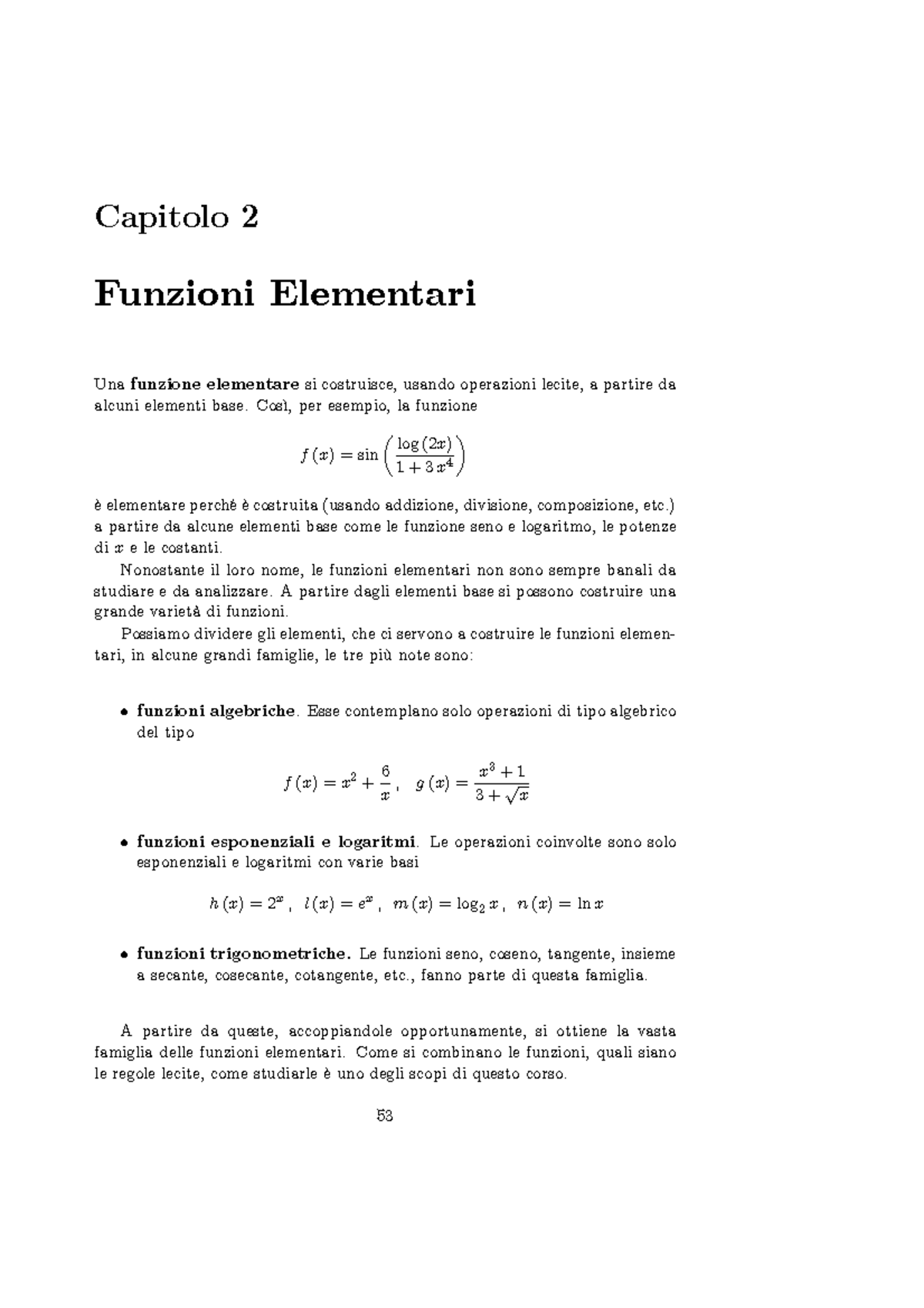 Funzioni-2 - dispense - Capitolo 2 Funzioni Elementari Una funzione ...