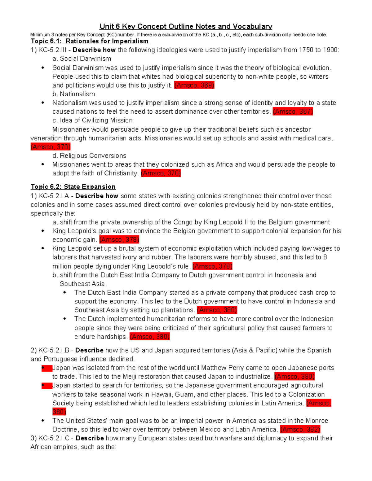 Unit 6 KCO Notes and Vocabulary (1) 1 - Unit 6 Key Concept Outline ...