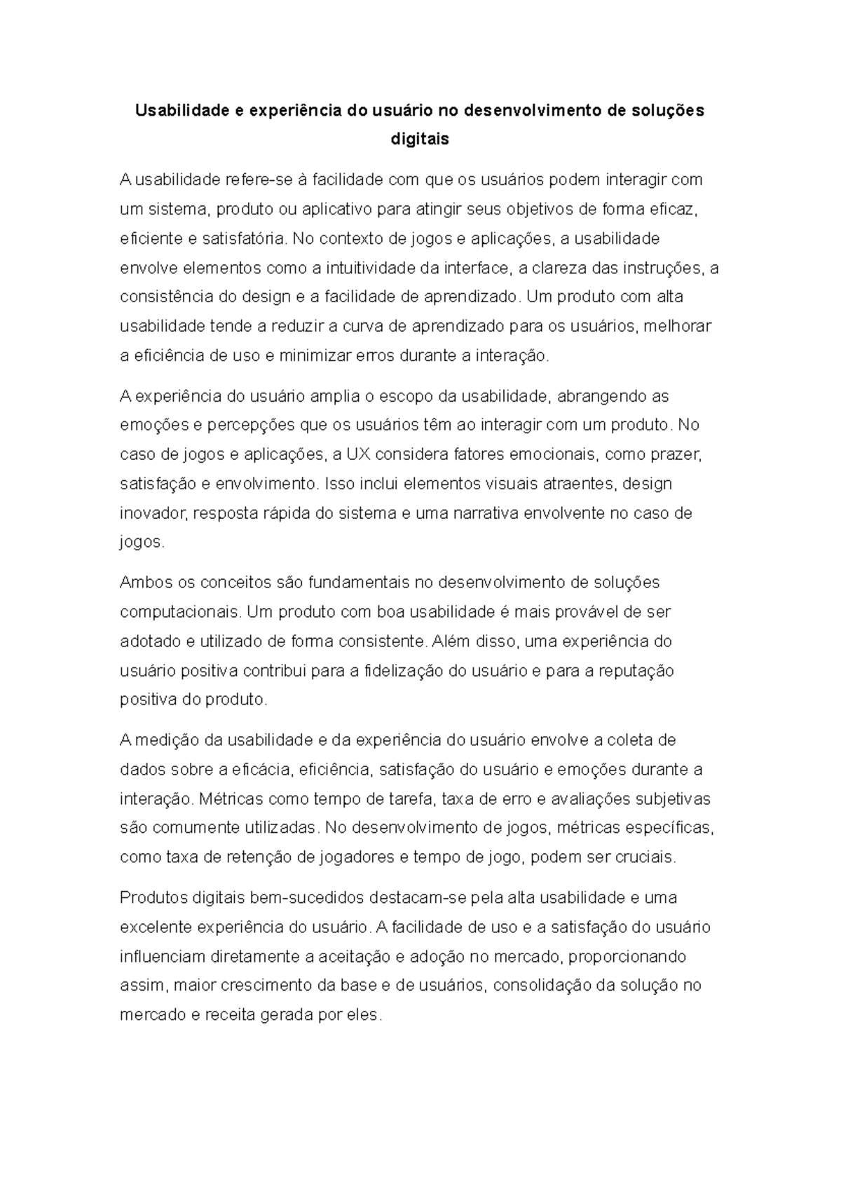 Prova A3 - Usabilidade e Experiência do usuário - Usabilidade e experiência do usuário no - Studocu