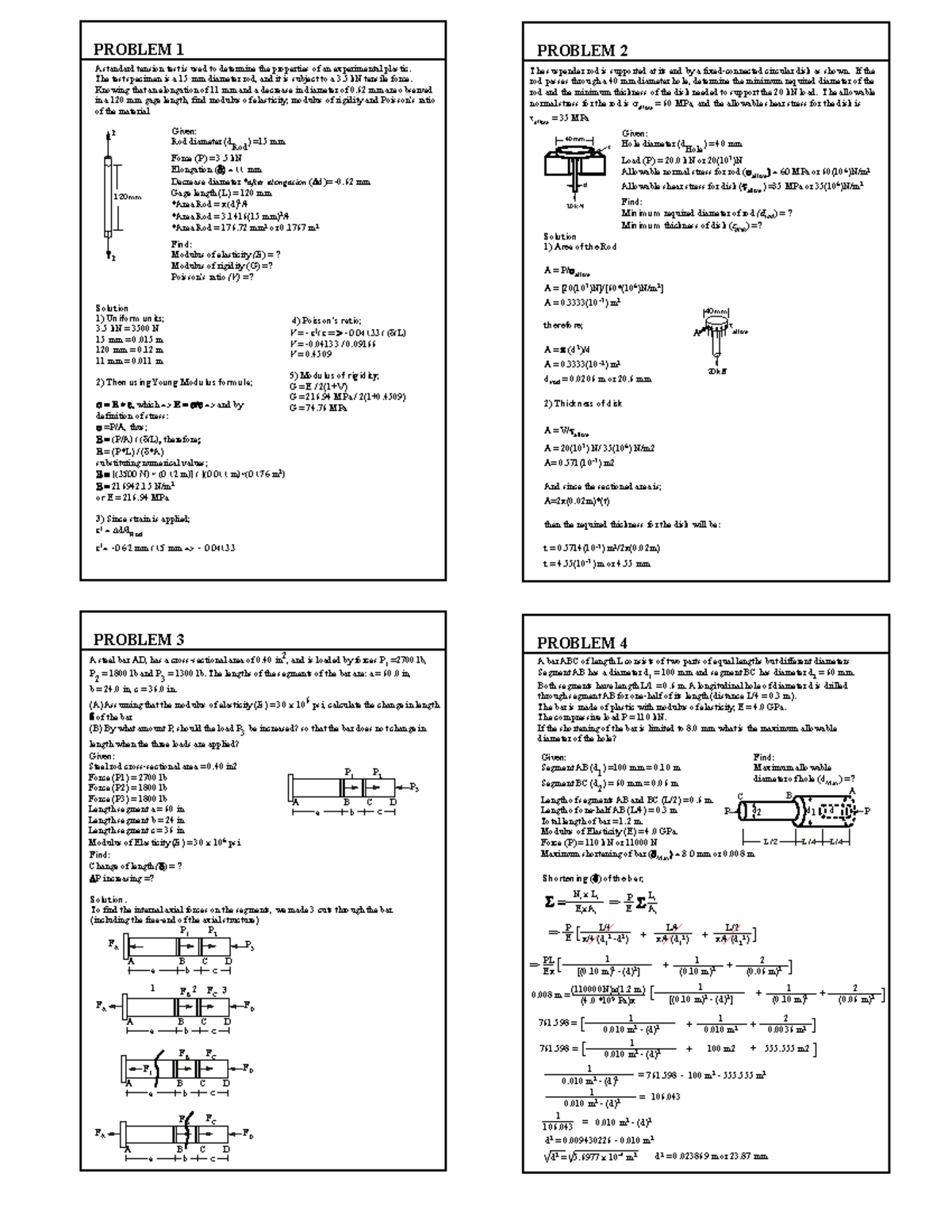 Problems - A standard tension test is used to determine the properties ...