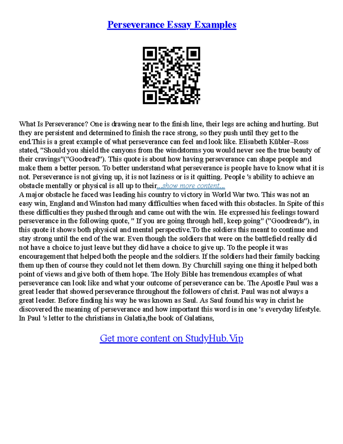 Essays On Perseverance - Perseverance Essay Examples What Is Perseverance? One is drawing near ...