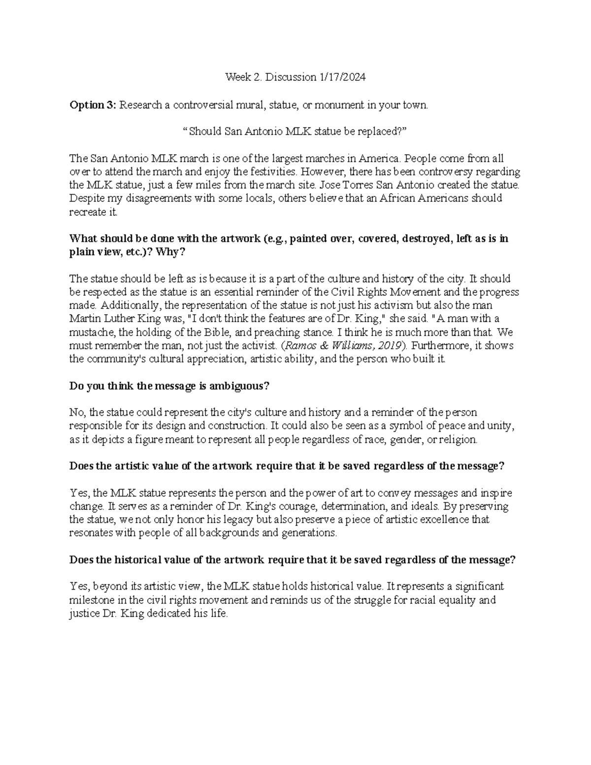 PHIL Discussions wk 1-7 - Week 2. Discussion 1/17/ Option 3: Research a ...