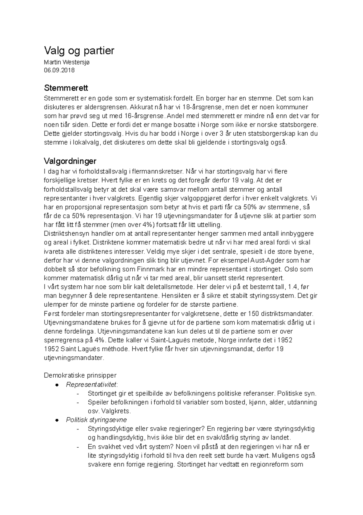 Valg og partier - Forelesning av Martin Westersjø ved UiA. Tar for seg ...