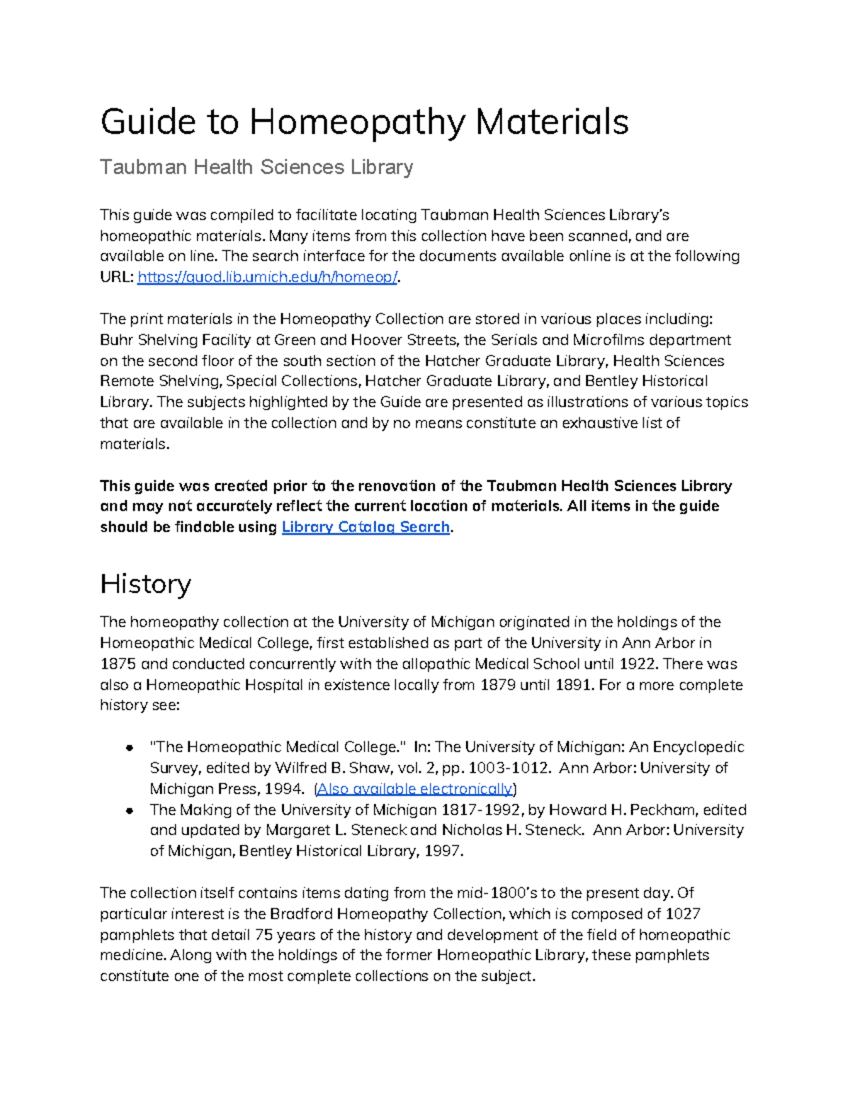 Guide to Homeopathy Materials - Guide to Homeopathy Materials Taubman ...