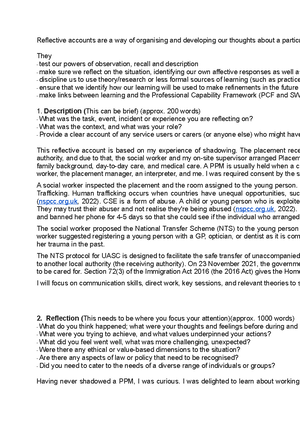 Do form 1 - direct observation form reflective essay - SECTION 1 ...