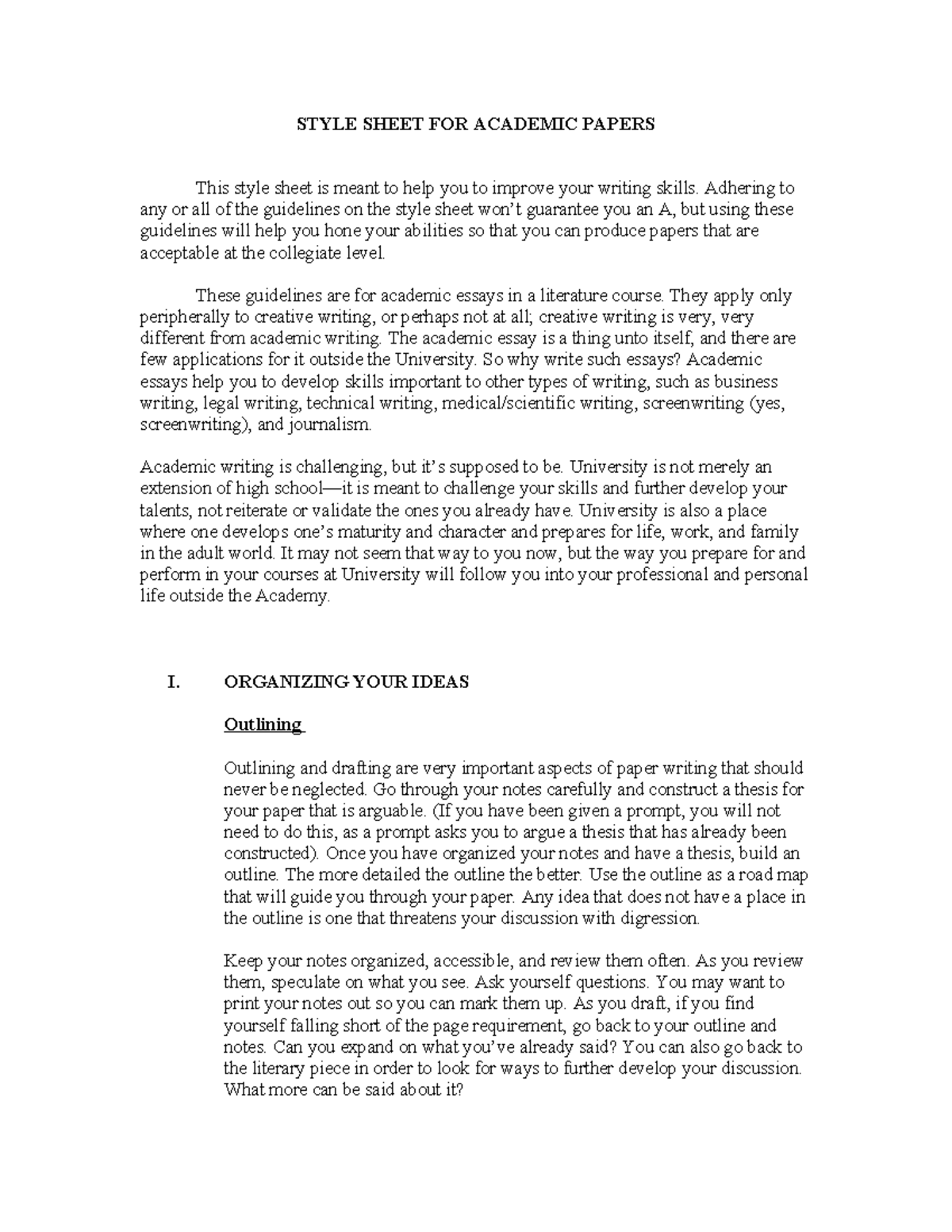 Style Sheet FOR Academic Papers - STYLE SHEET FOR ACADEMIC PAPERS This ...