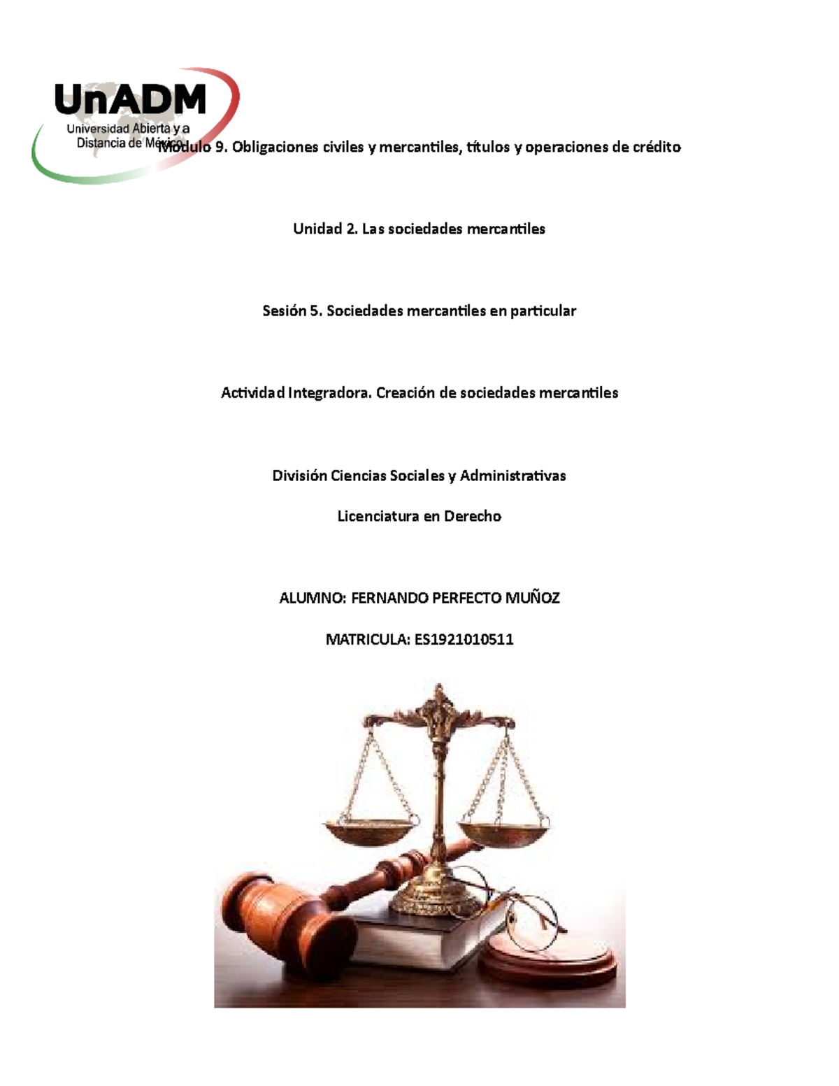 M9 U2 S5 FEPM - Tarea - Modulo 9. Obligaciones civiles y mercantiles, títulos y operaciones de ...