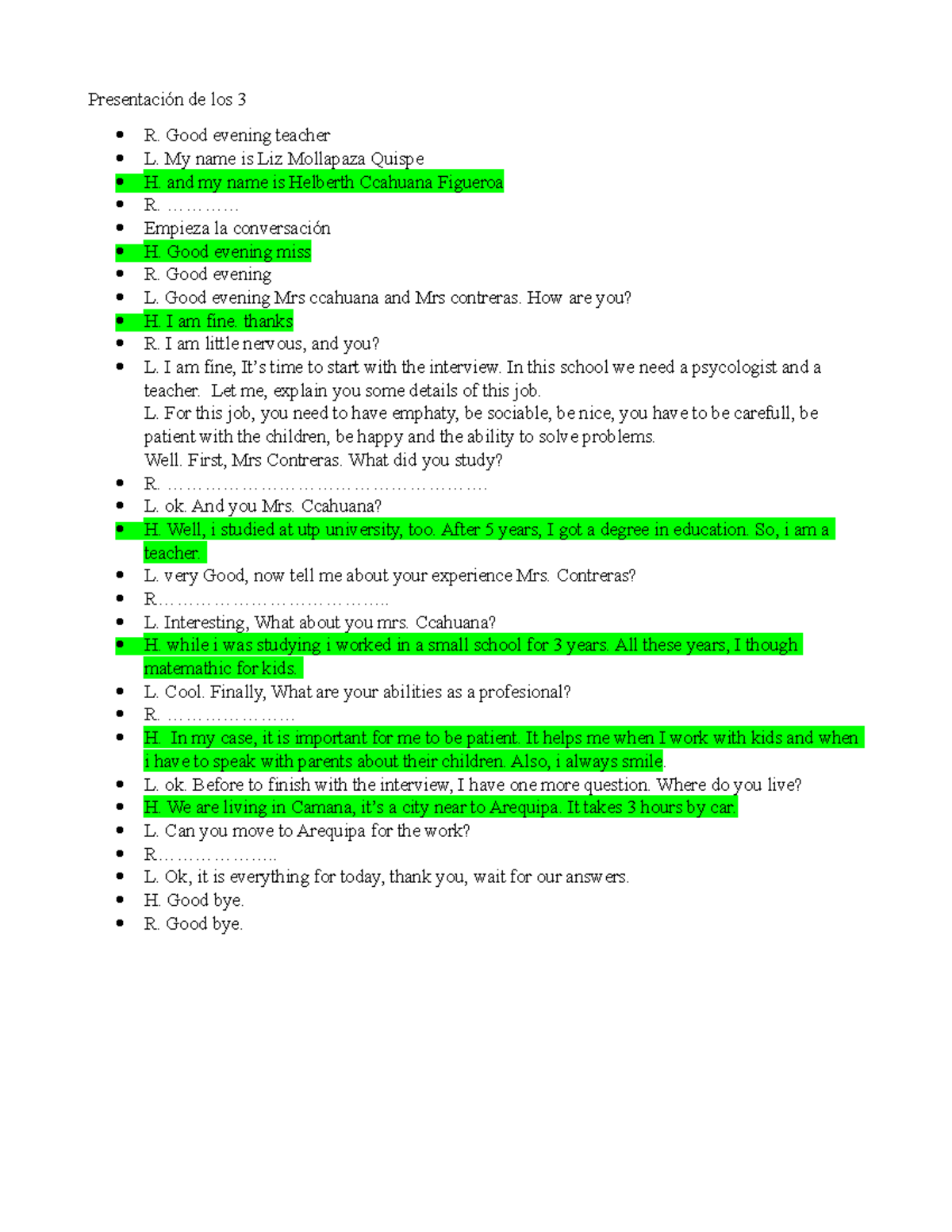 Task Semana N° 3 - buena conversación - Presentación de los 3 R. Good ...