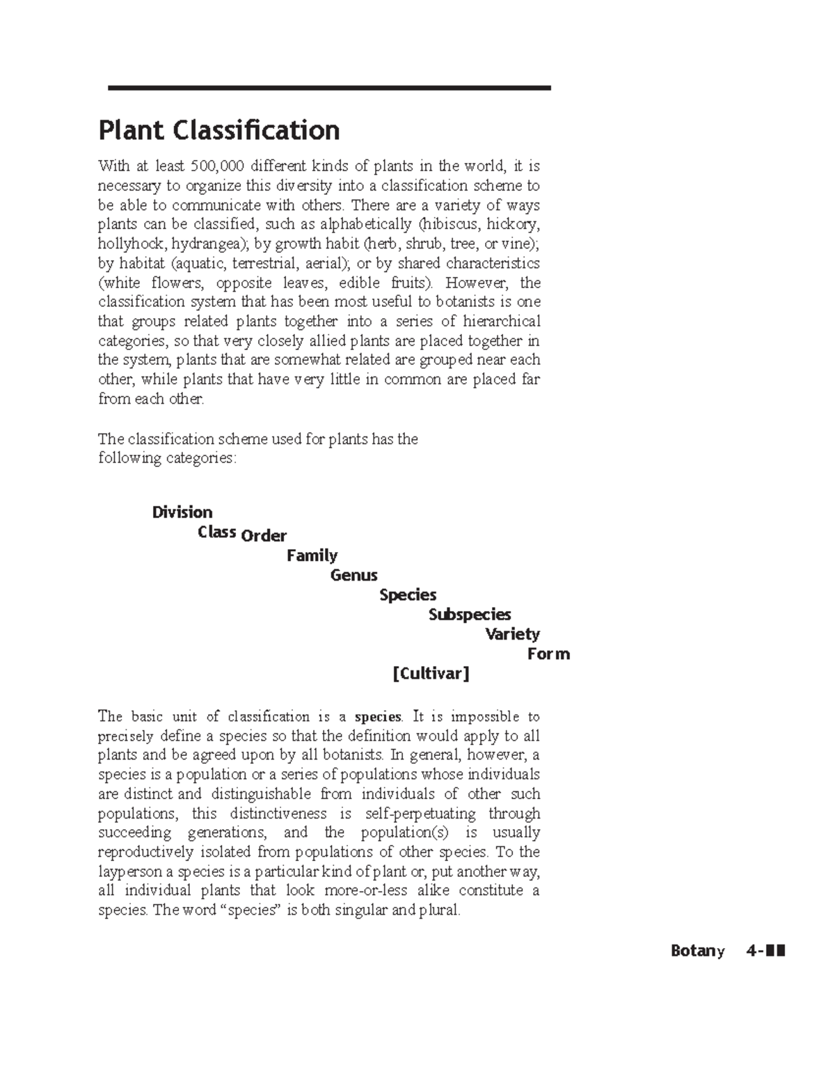 Botany - Plant Classification - Plant Classification With at least ...