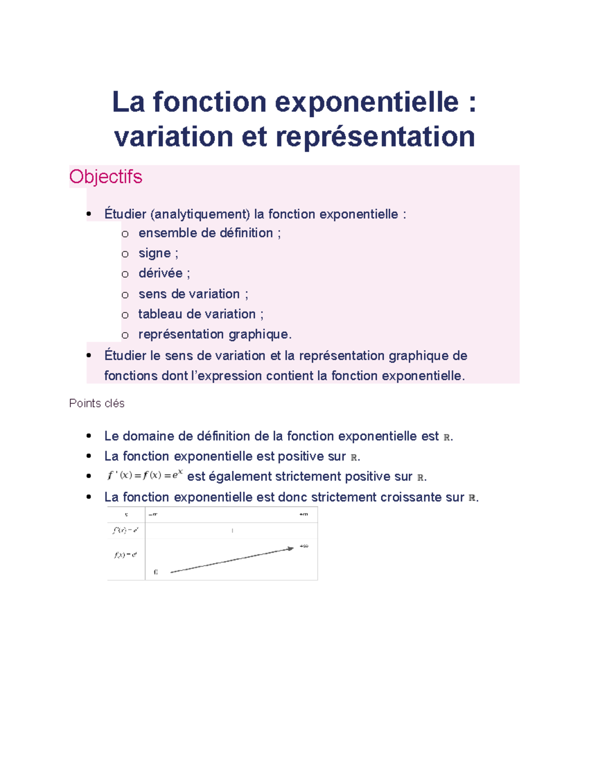 La fonction exponentielle variation et représentation - La fonction ... La fonction exponentielle variation et représentation - La fonction ...