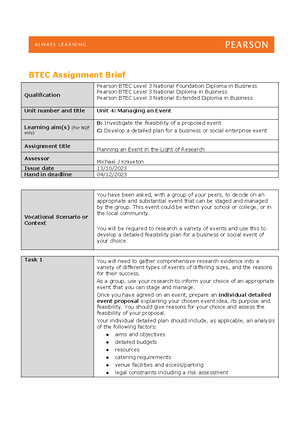 Assignment 2 - Unit 1 - this is for btec business - P4 and 5 – Discuss ...