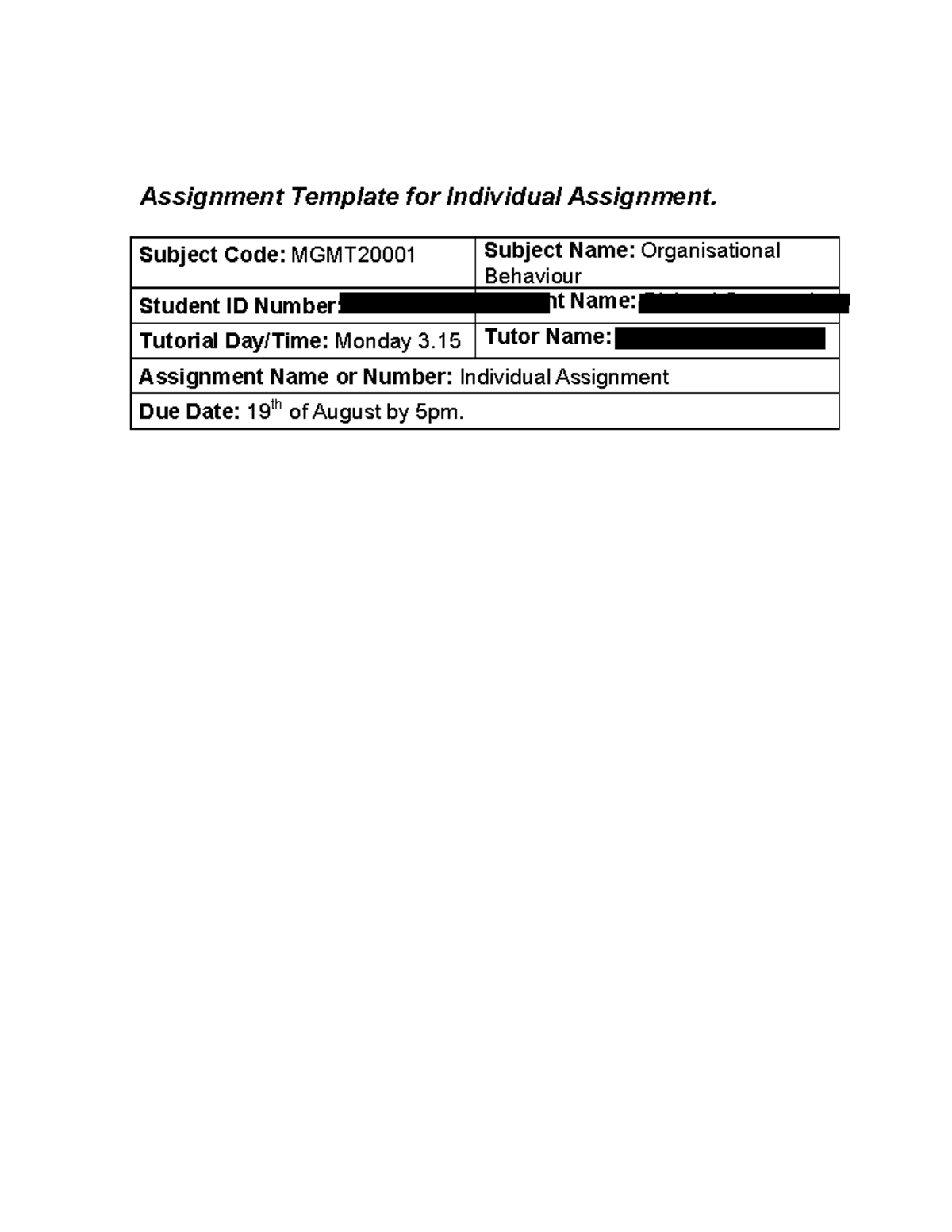 MGMT2000 1 - Individual Assigment 1 - Assignment Template for ...