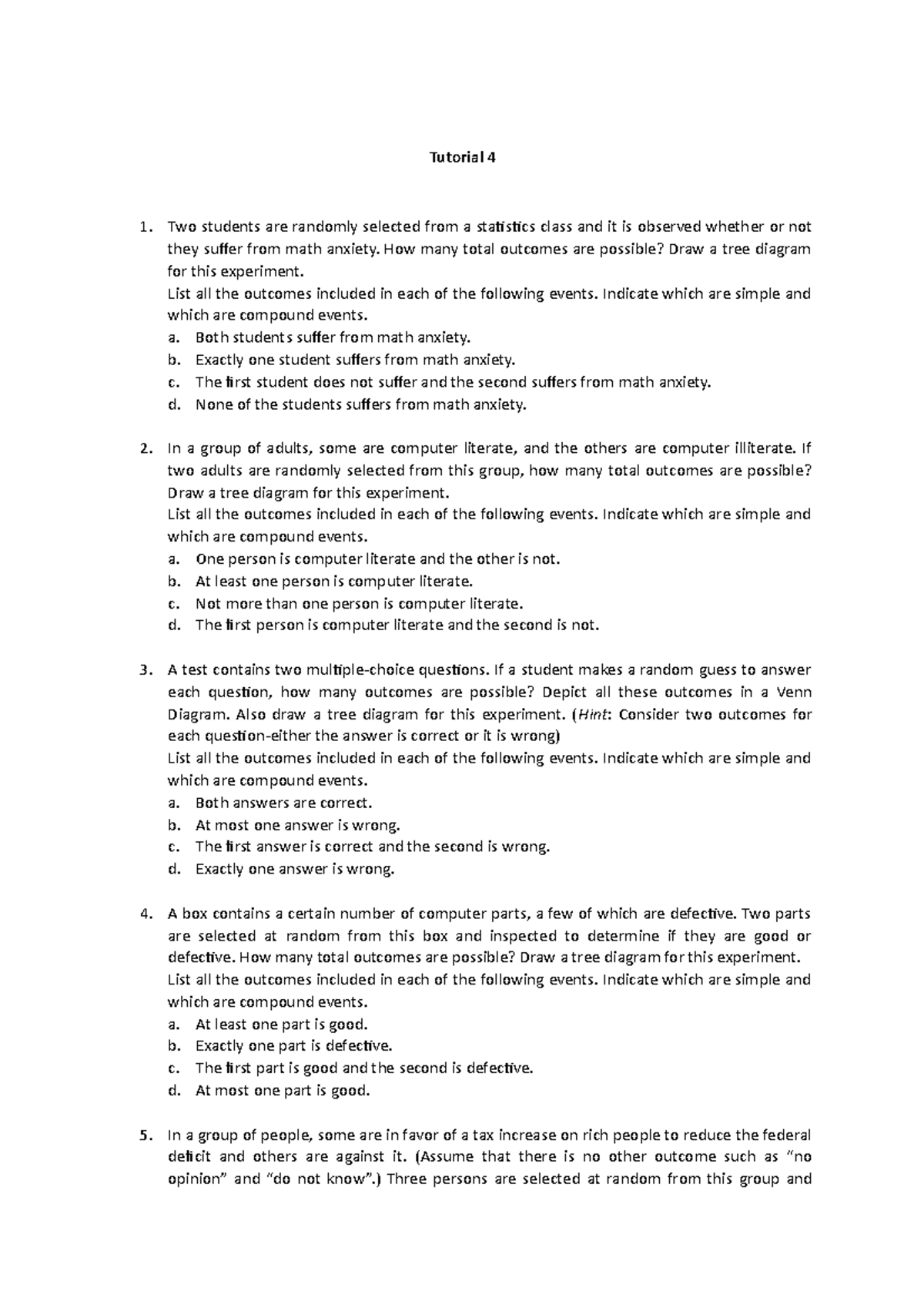 Tutorial 4(Assignment 1) - Tutorial 4 Two students are randomly ...