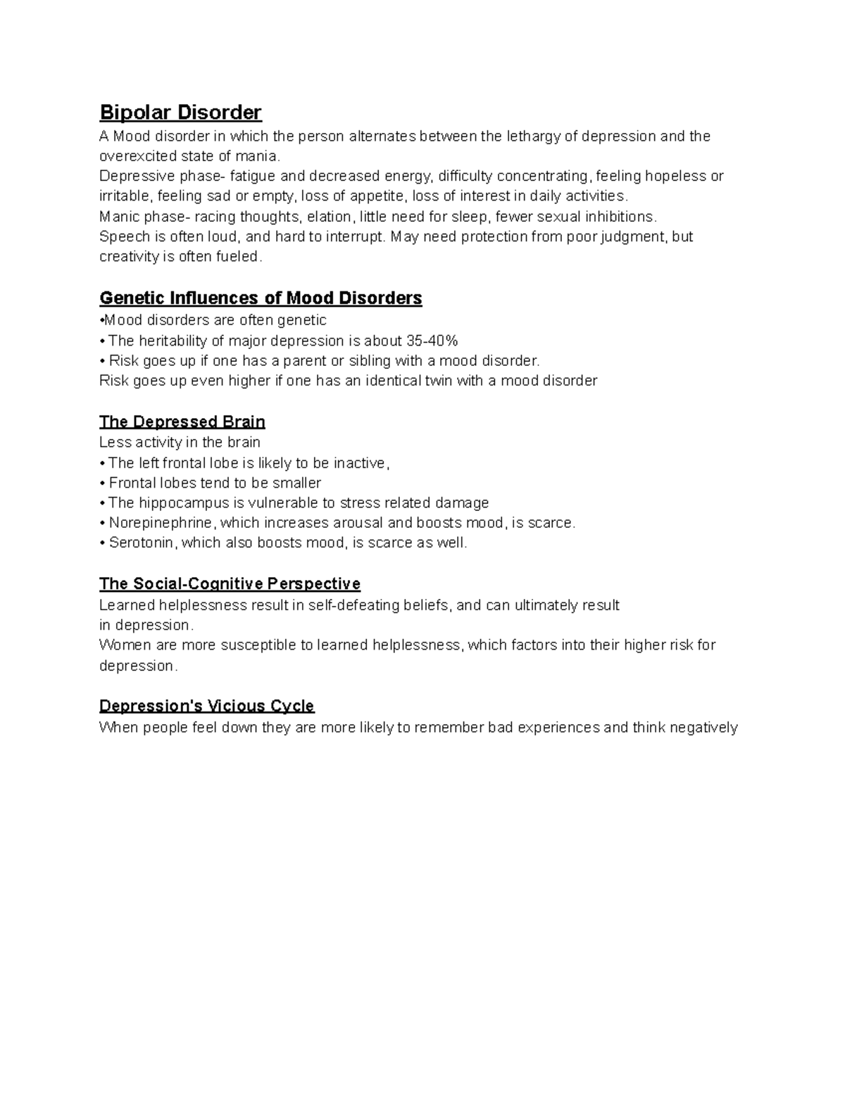 Abnormal psych - Notes about mental disorders - Bipolar Disorder A Mood ...