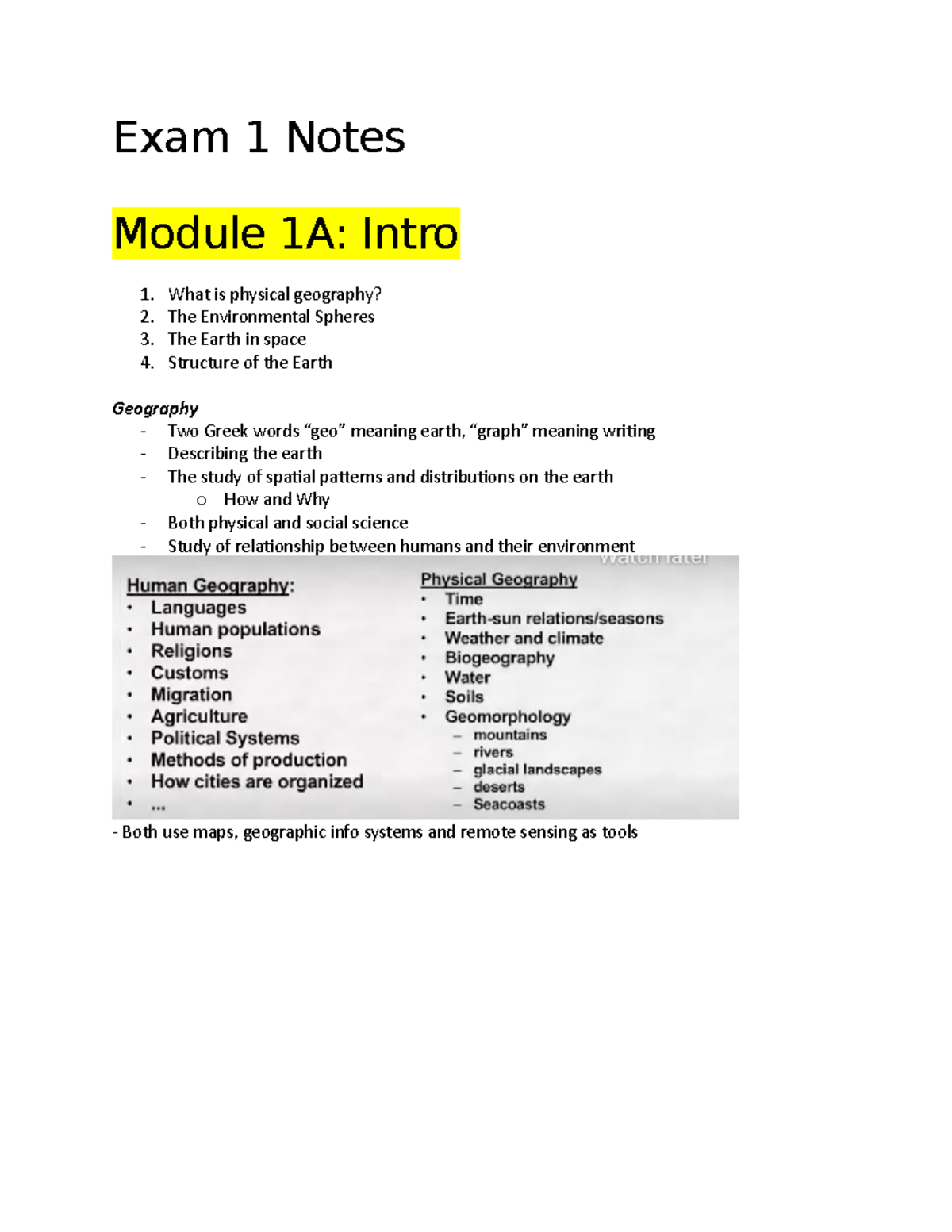 Exam 1 study guide - Exam 1 Notes Module 1A: Intro What is physical ...