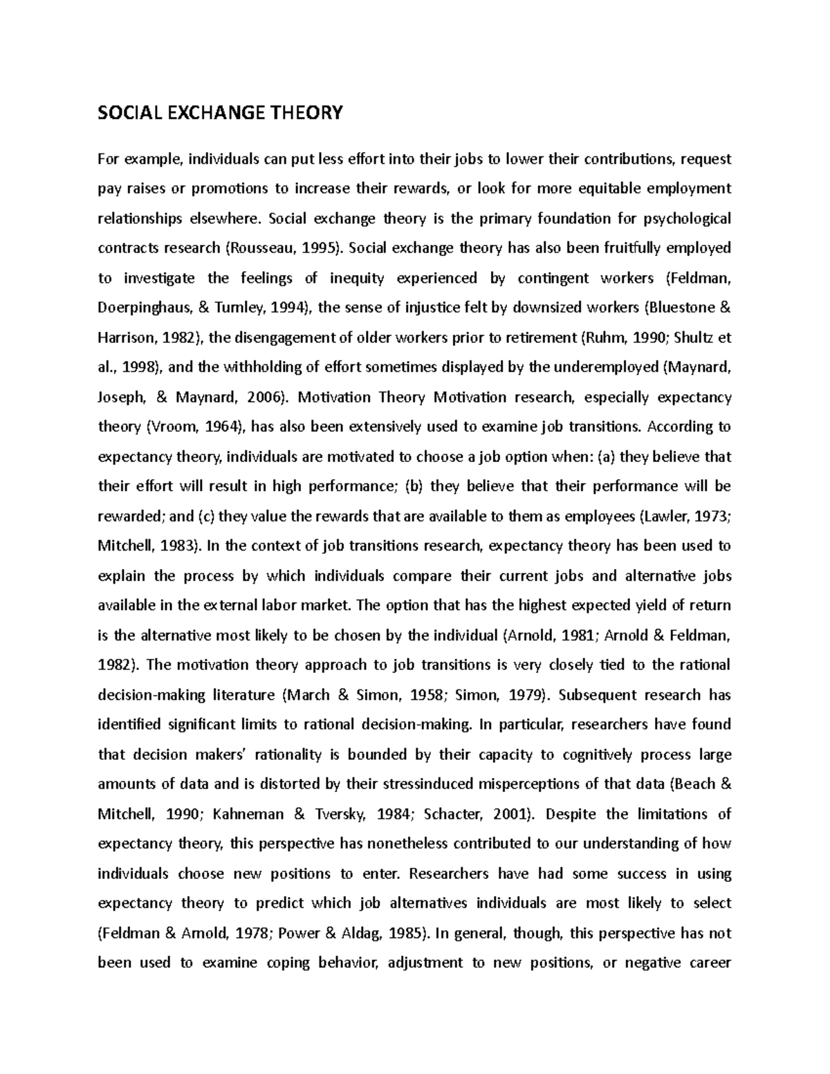 Social Exchange Theory - SOCIAL EXCHANGE THEORY For example ...