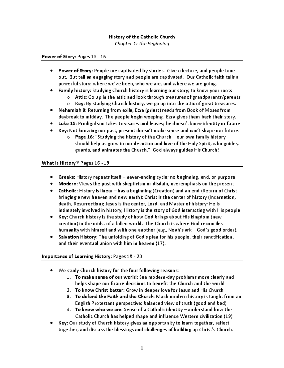 Chapter 1 History - 1 History of the Catholic Church Chapter 1: The ...