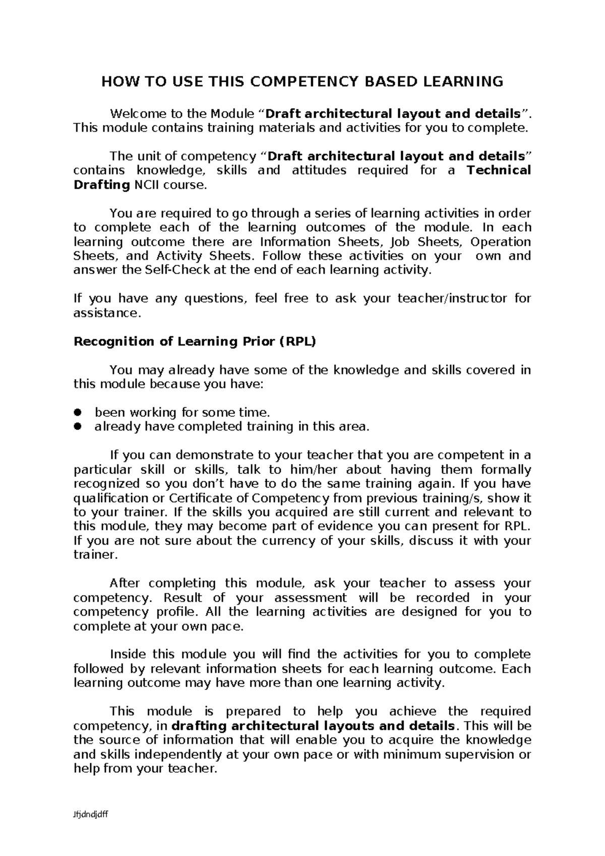 Data Gathering Instrument for Trainer - HOW TO USE THIS COMPETENCY ...