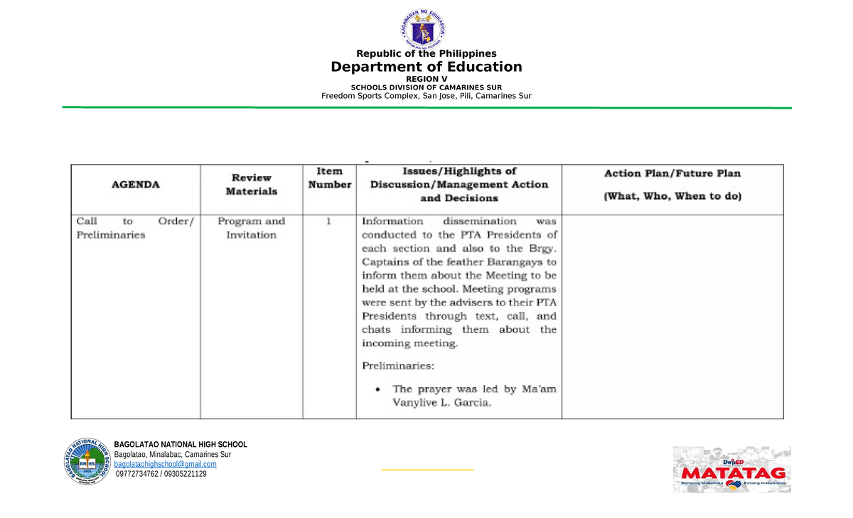 SGC Report - Summary social studies - Department of Education REGION V ...