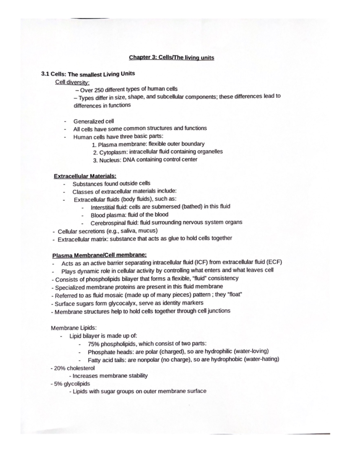 Chapter 3: Cells: Living unit - BIOL-2401 - Studocu
