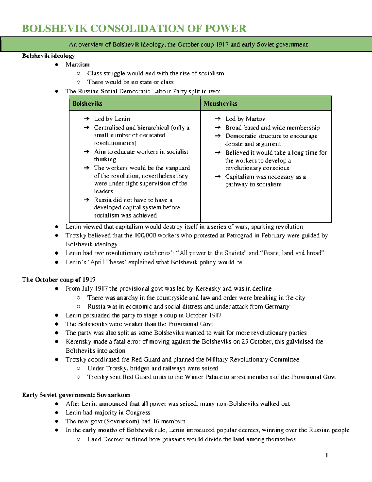 National Studies Notes - russia ! hope it helps - BOLSHEVIK ...