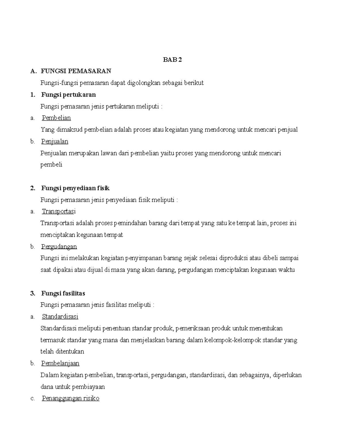 Manajemen Merancang Produk - BAB 2 A. FUNGSI PEMASARAN Fungsi-fungsi ...