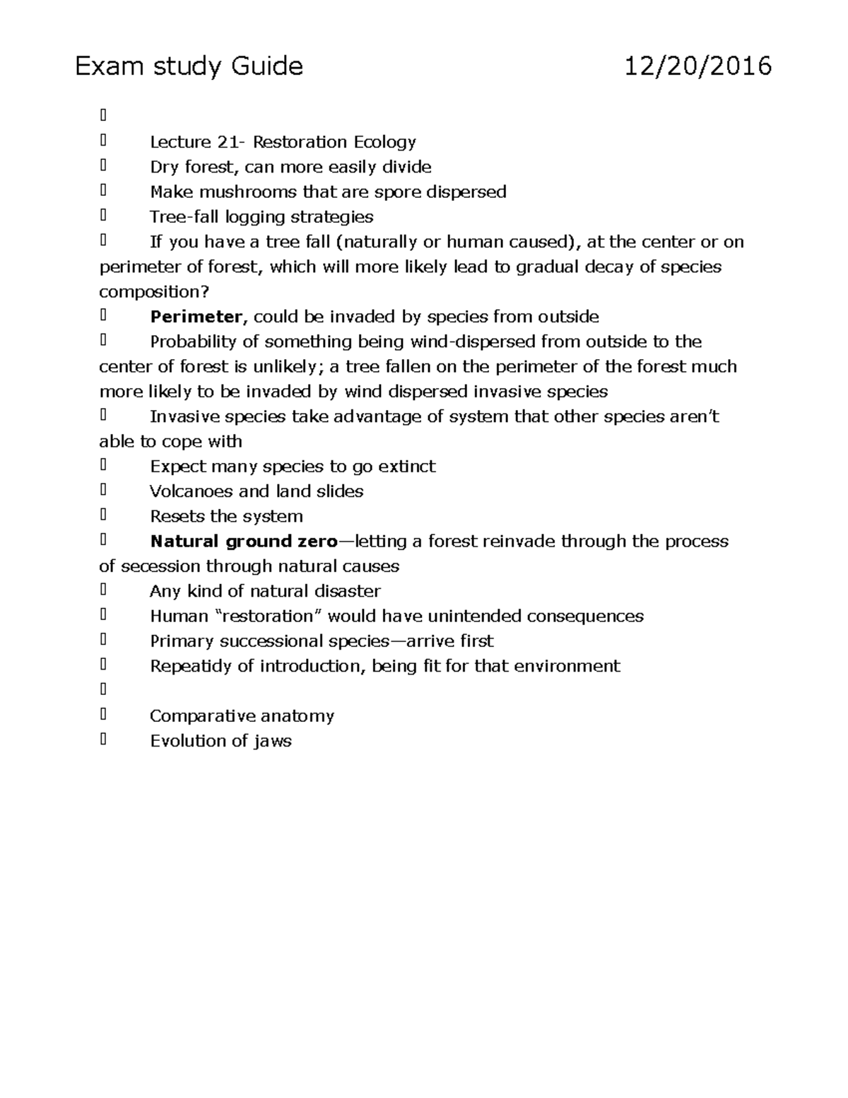 Final study sesh - A summary of the review session led by the TA this ...