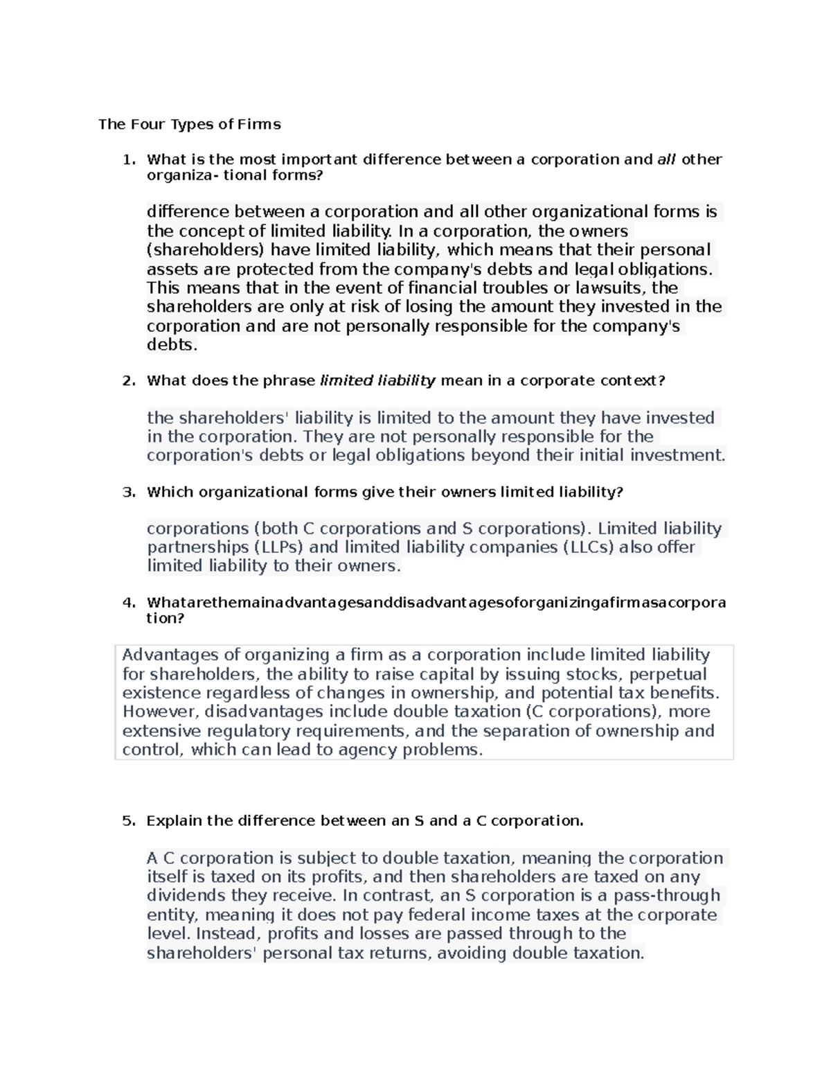 The Four Types of Firms - notes - The Four Types of Firms 1. What is ...
