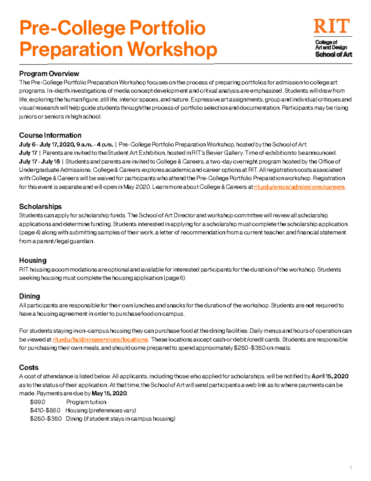 Portfolio Prep Application 2020 - Preparation Workshop Program Overview ...