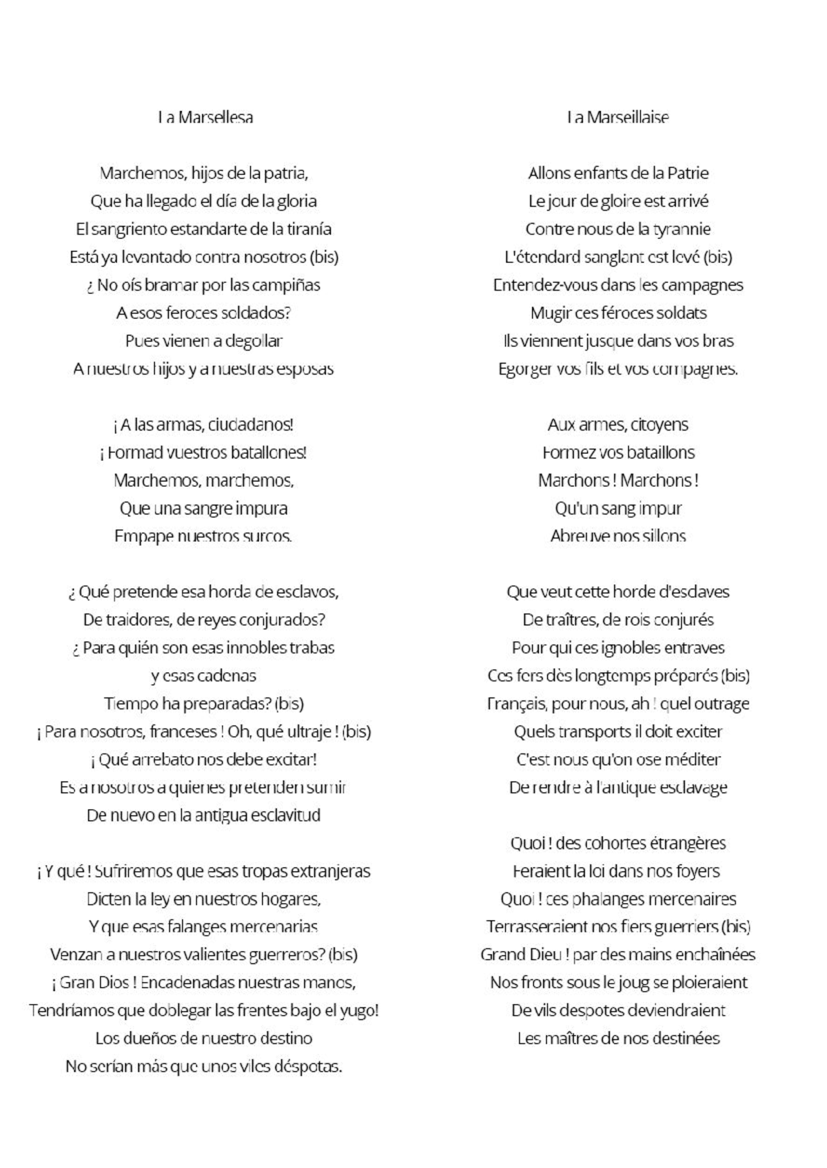 7511c-la-marsellesa - Himno letras - La Marsellesa La Marseillaise ...