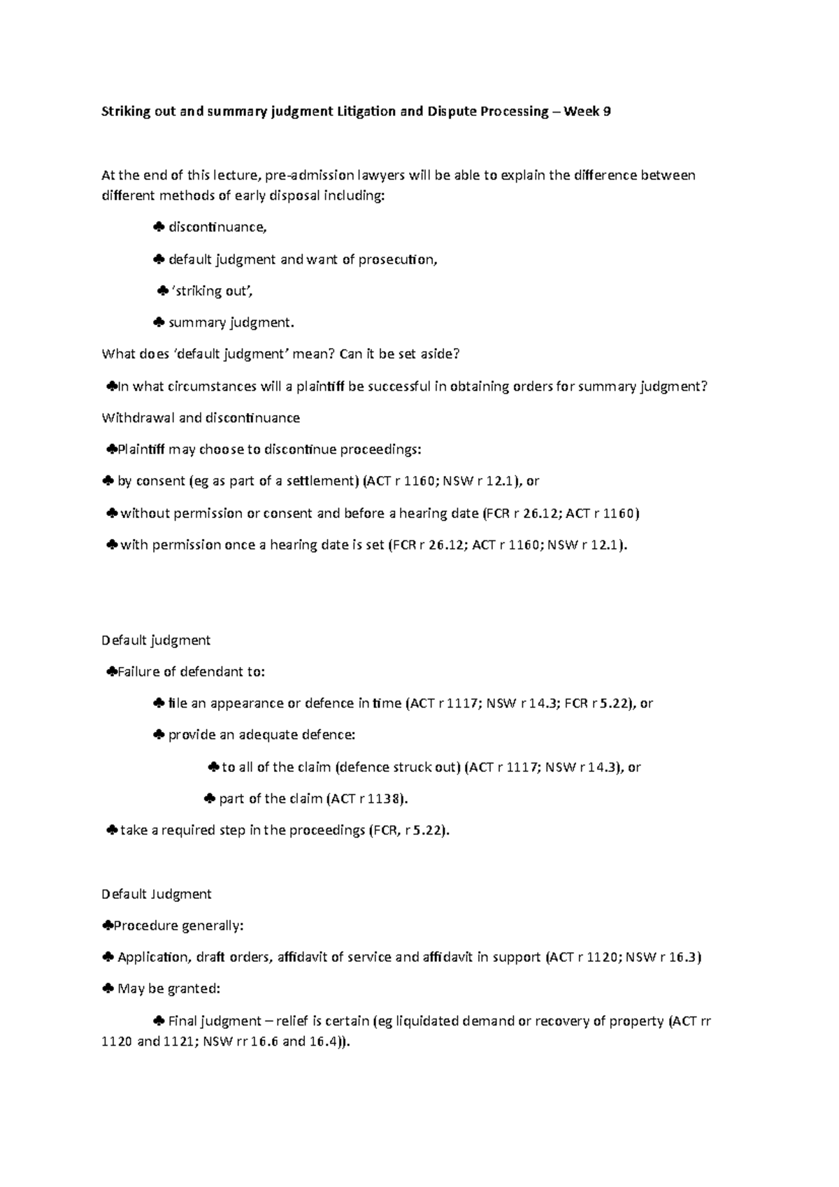 Striking out and summary judgment Litigation and Dispute Processing ...