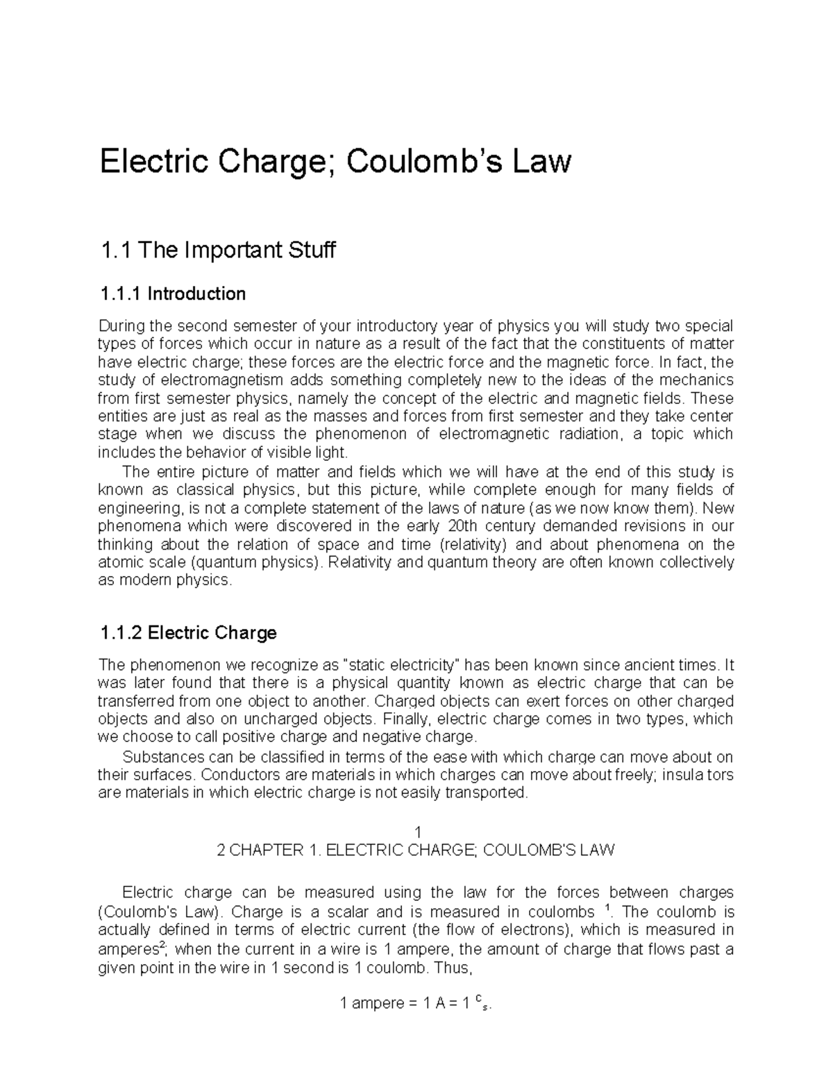 Coulombs Law - lecture notes -coloumbs law - Electric Charge; Coulomb’s ...