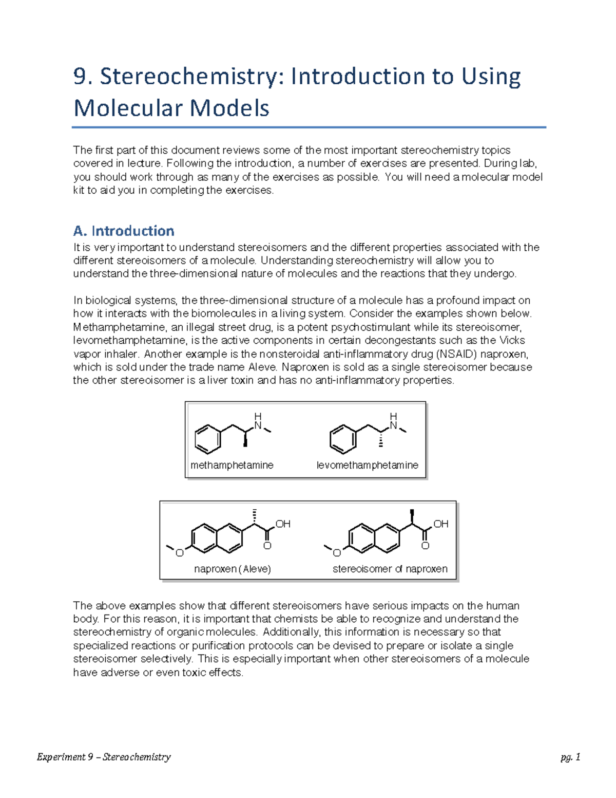 Exp 9 - Stereochemistry 2015 - 9 . Stereochemistry: Introduction to ...