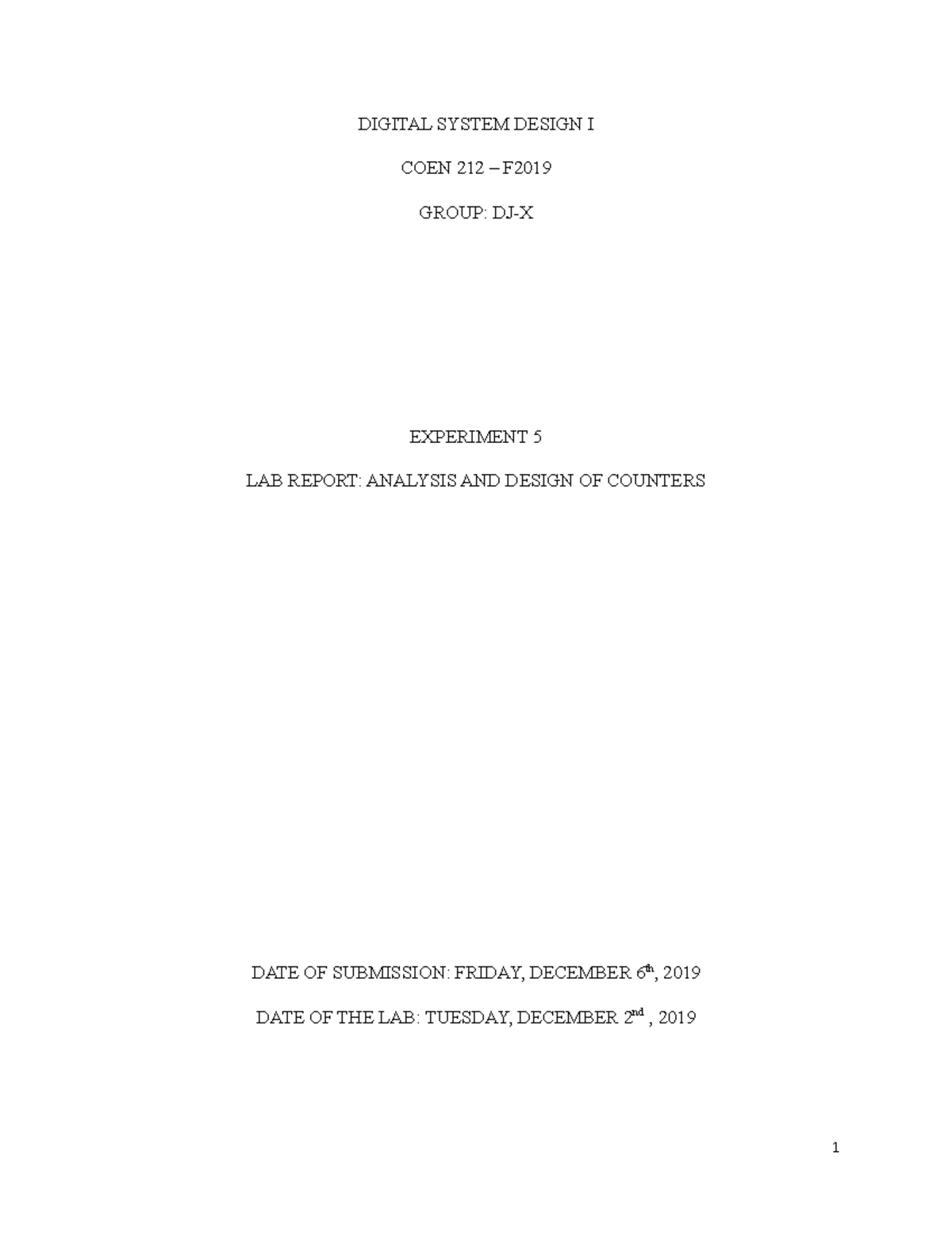 Lab report 5 COEN 212 - DIGITAL SYSTEM DESIGN I COEN 212 – F GROUP: DJ ...