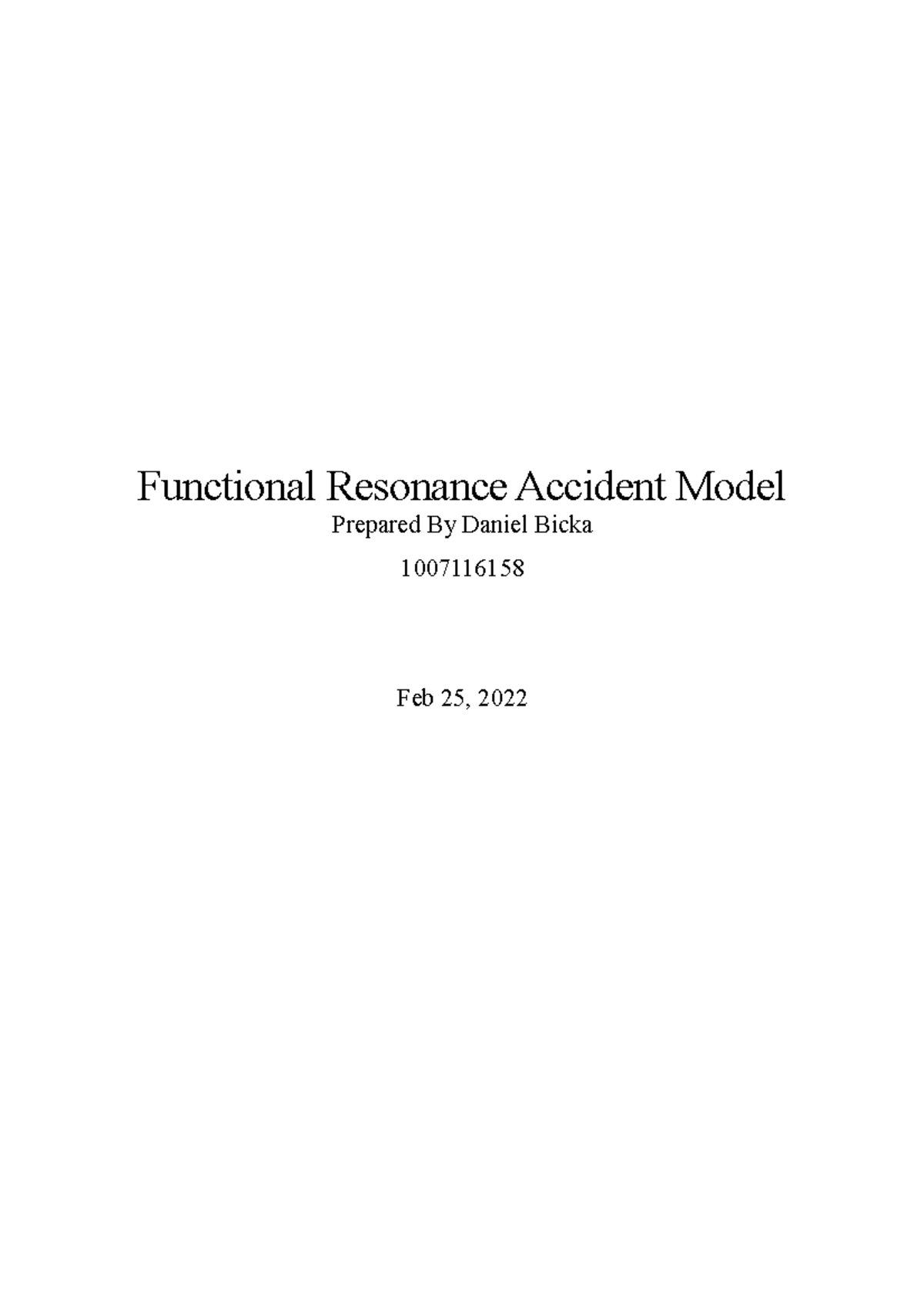 Functional Resonance Accident Model - Functional Resonance Accident ...