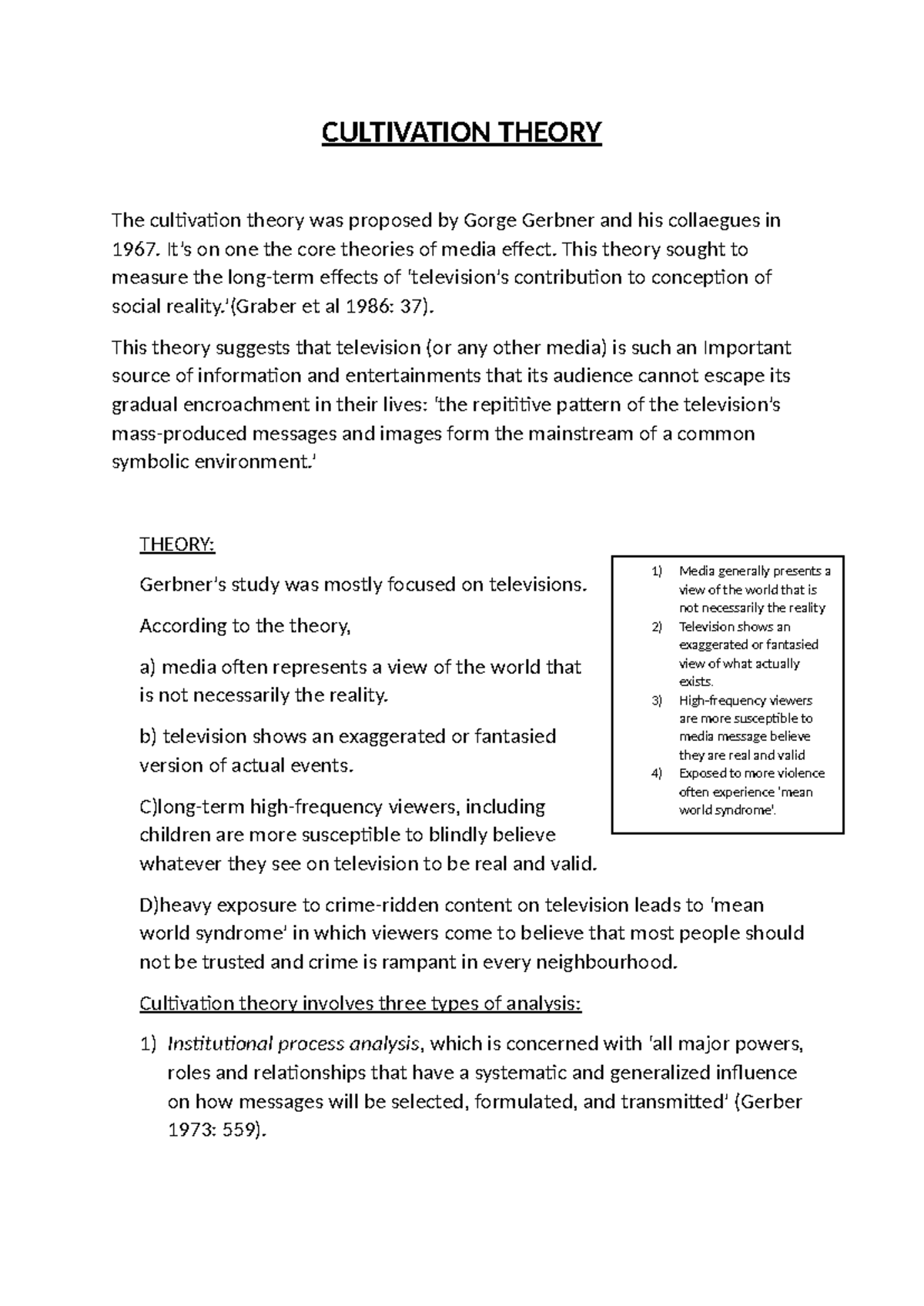 Cultivation Theory - it's actually media anthropology - CULTIVATION ...