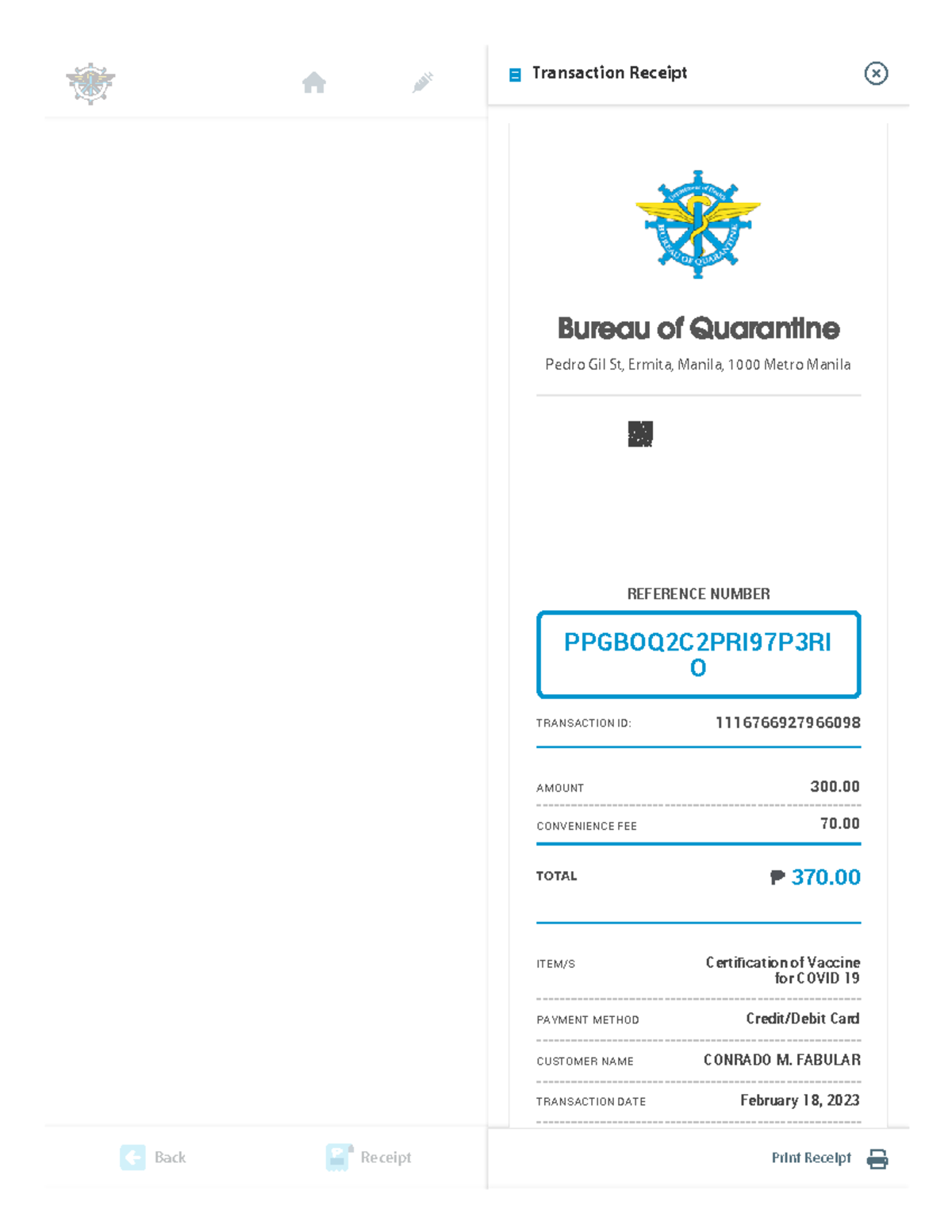 BOQ Medical Services OBS™ - ####### Back Receipt Reminders Location ...