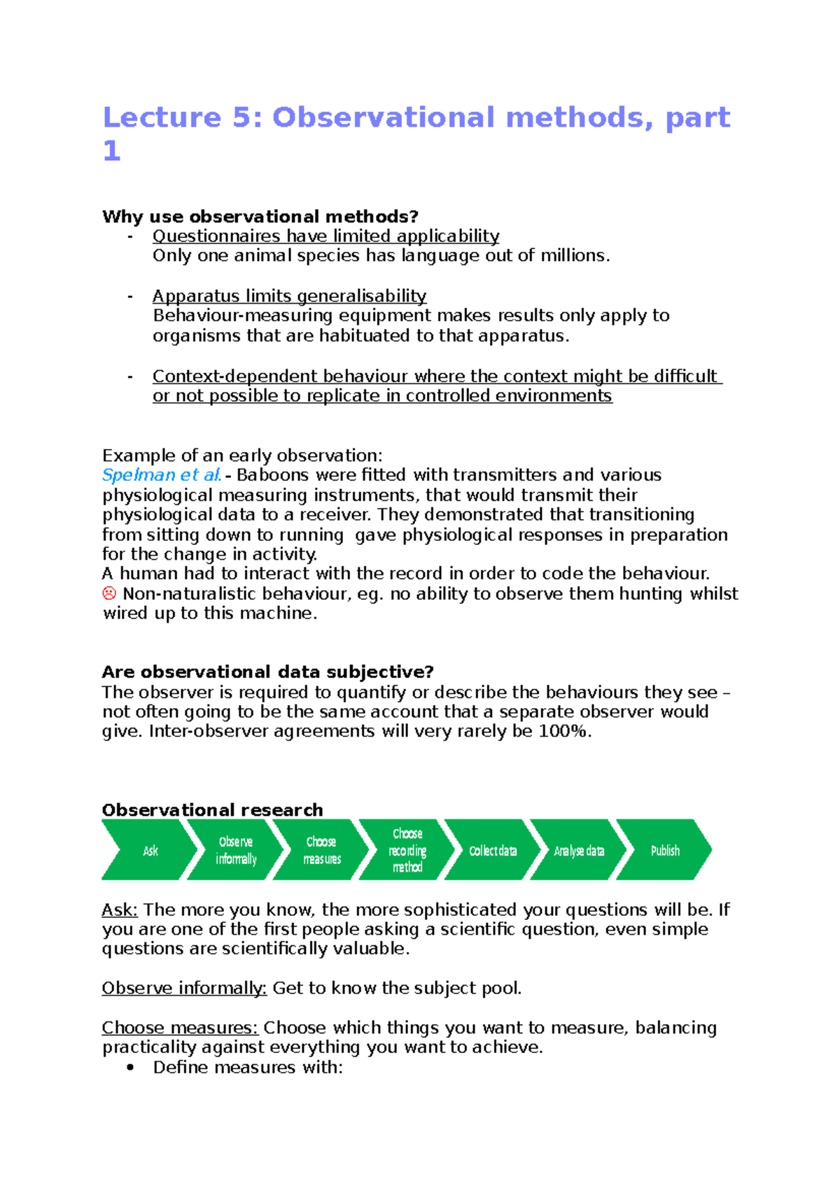 Lecture 5- Observational methods, part 1 - Apparatus limits ...