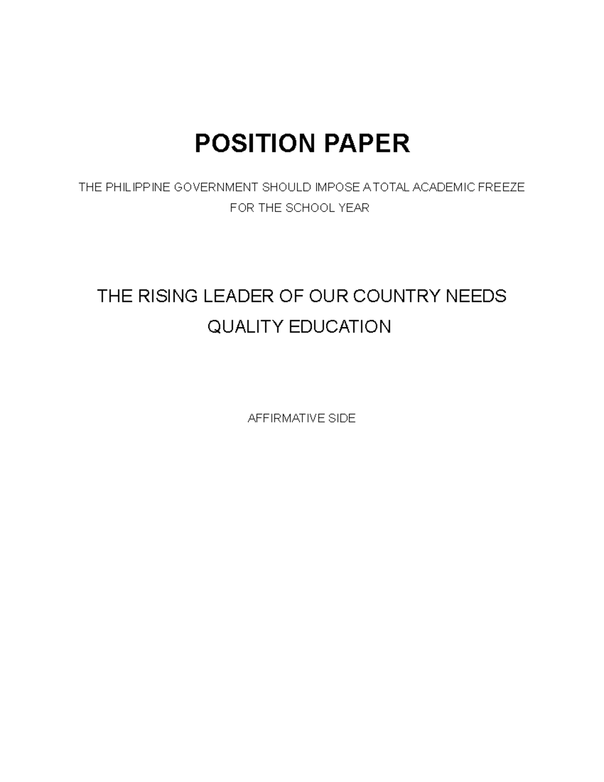 Position Paper. Affirmative - POSITION PAPER THE PHILIPPINE GOVERNMENT ...