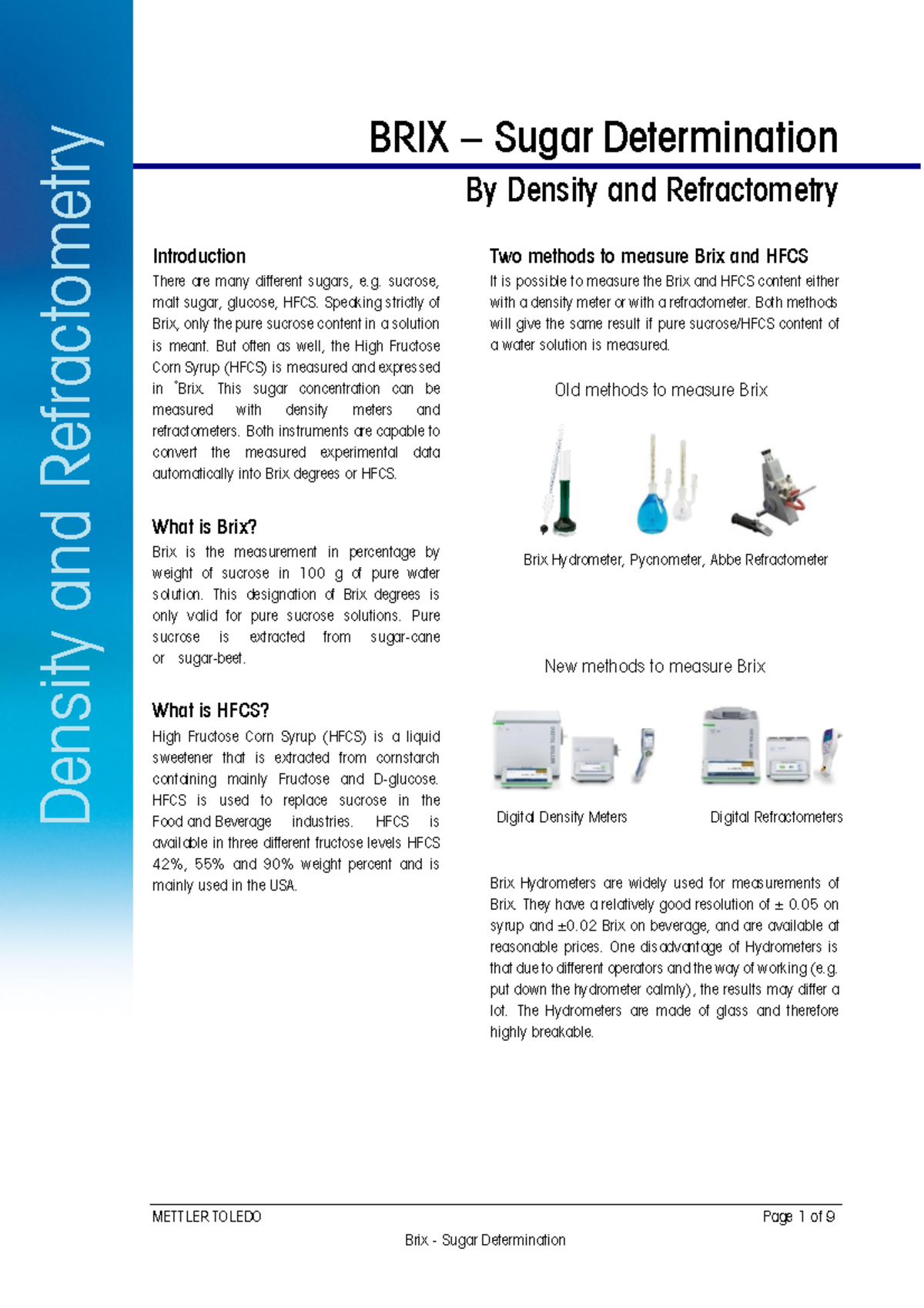 EAN Brix Sugar Determination Final - METTLER TOLEDO Page 1 of 9 BRIX ...