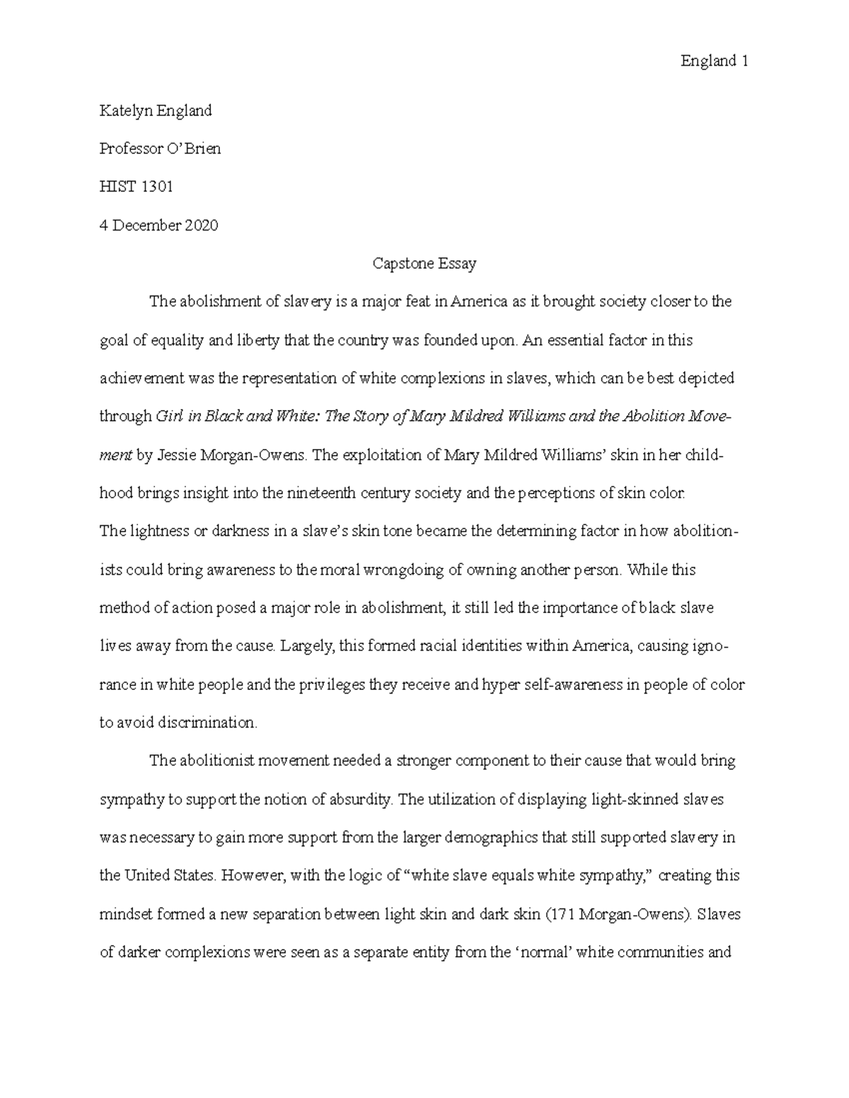 Book Analysis; Girl in Black and White: The Story of Mary Mildred ...