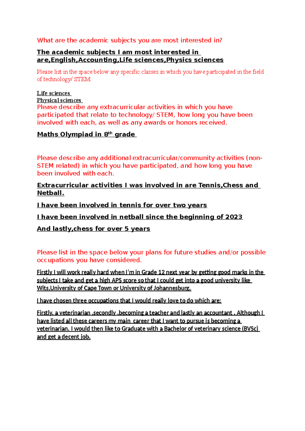 Academic and Community Interest Information copy - What are the ...