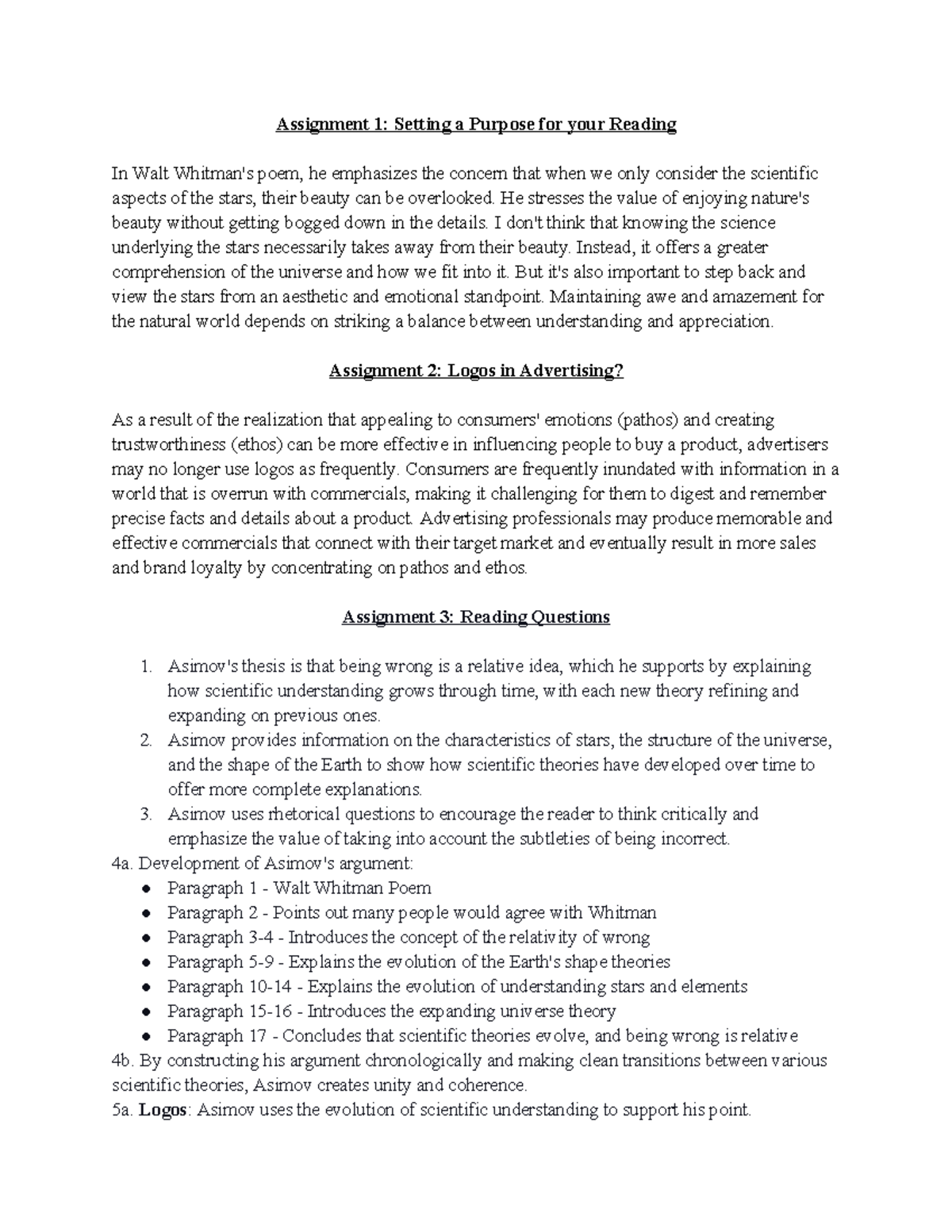Activity 10 Assignment - Assignment 1: Setting a Purpose for your Reading In Walt Whitman's poem ...