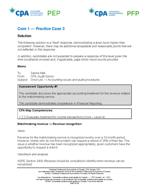 Core 1 - CAP Ontario - CPA PEP Core 1 - Studocu