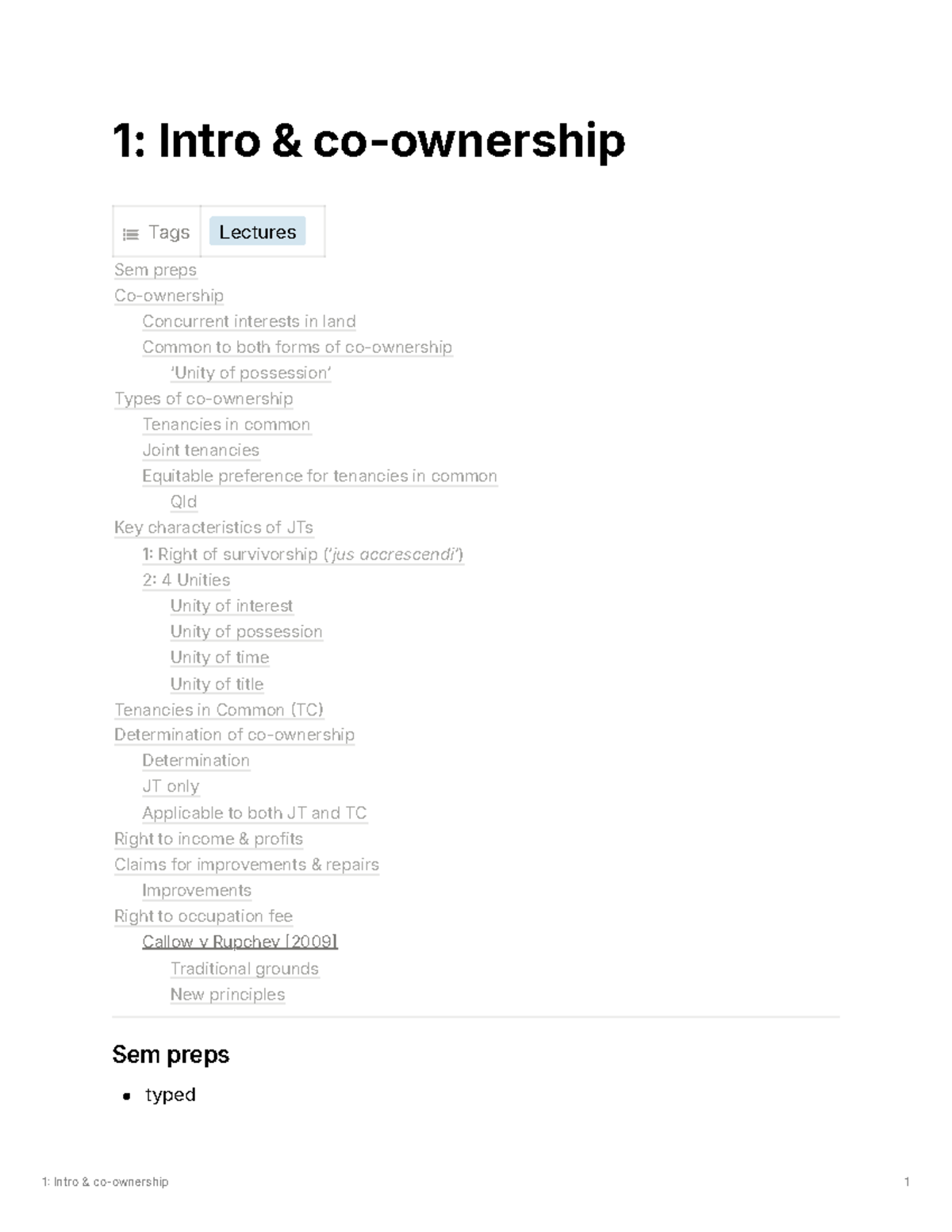1 Intro & co-ownership - 1: Intro & co-ownership Tags Lectures Callow v ...