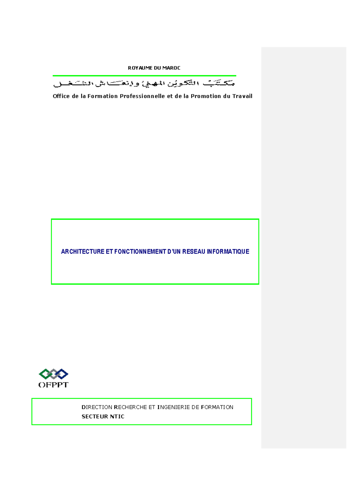 Modele Support Coursresea - Office de la Formation Professionnelle et ...