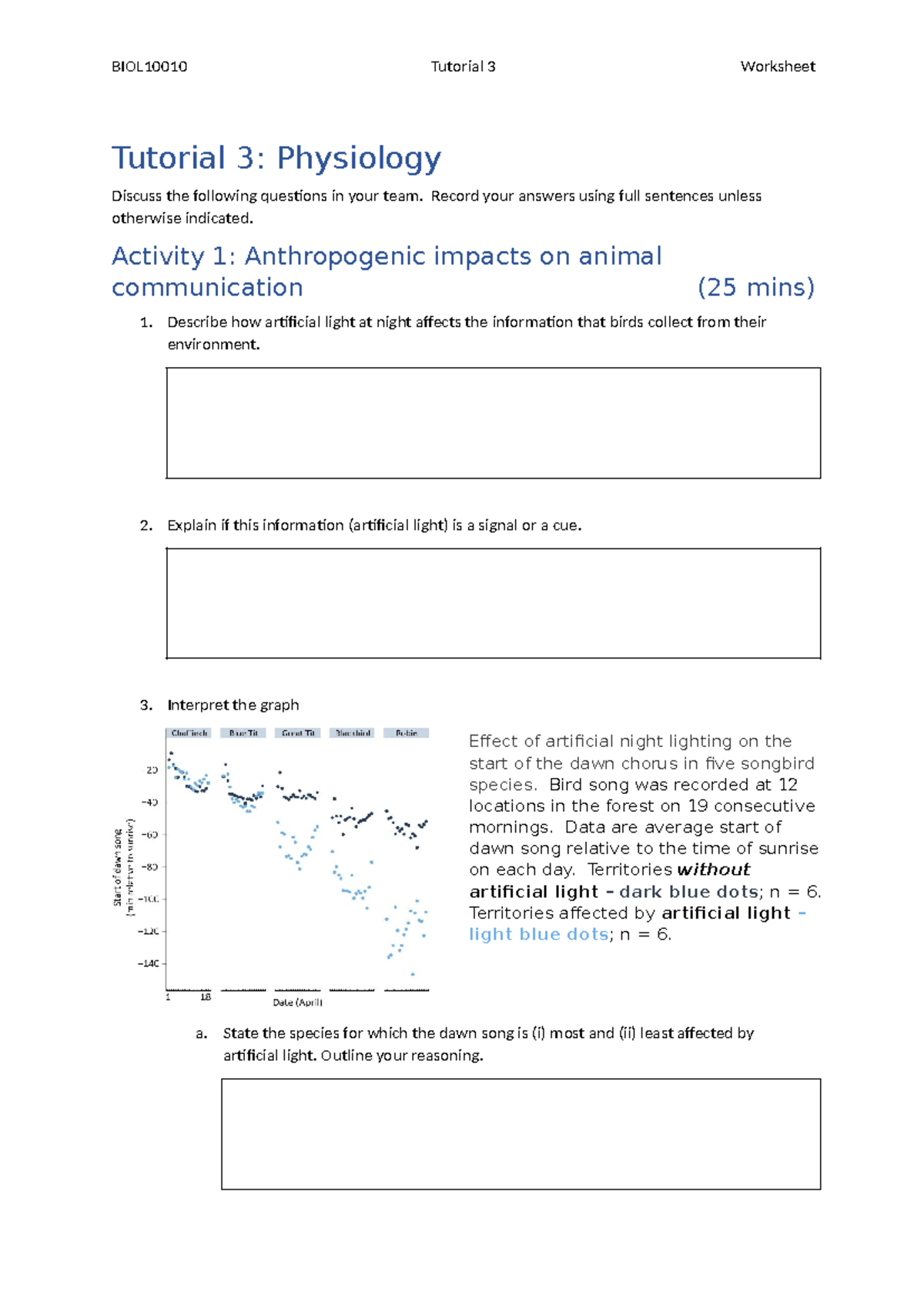BIOL10010 2024 Tutorial 3 worksheet - Tutorial 3: Physiology Discuss ...