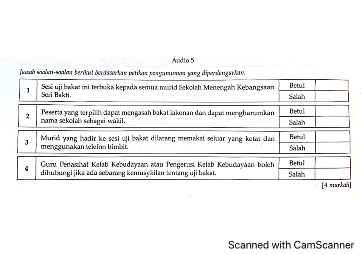 Latihan Mendengar - Bahasa Melayu - Studocu