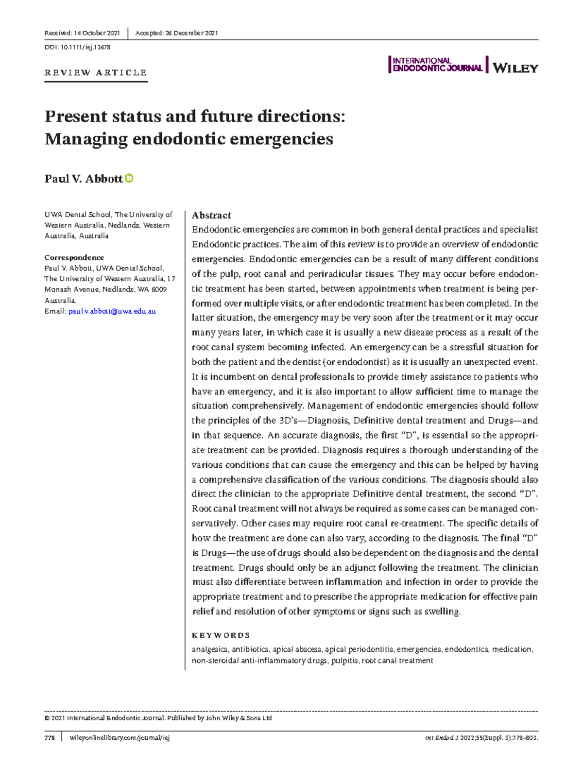 Endodontic emergencis - 778 | wileyonlinelibrary/journal/iej Int Endod ...