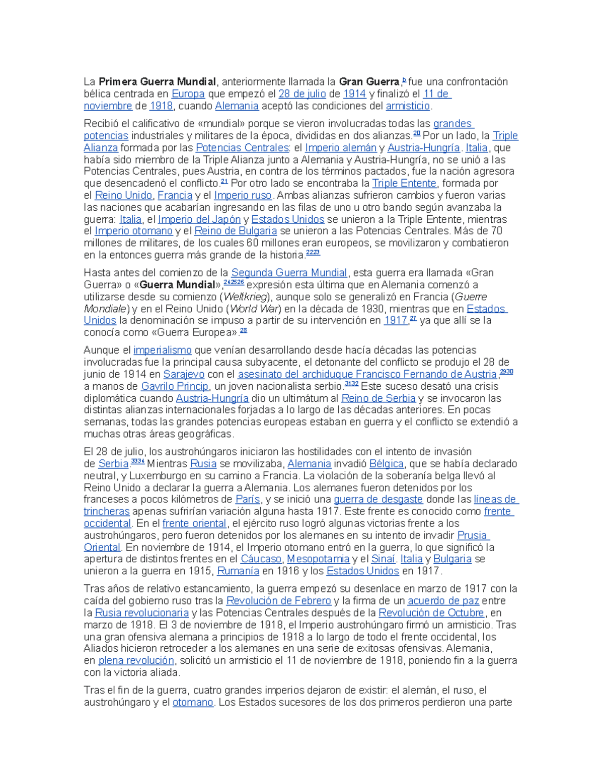 La 1 guerra mundial apuntes para leer - La Primera Guerra Mundial ...